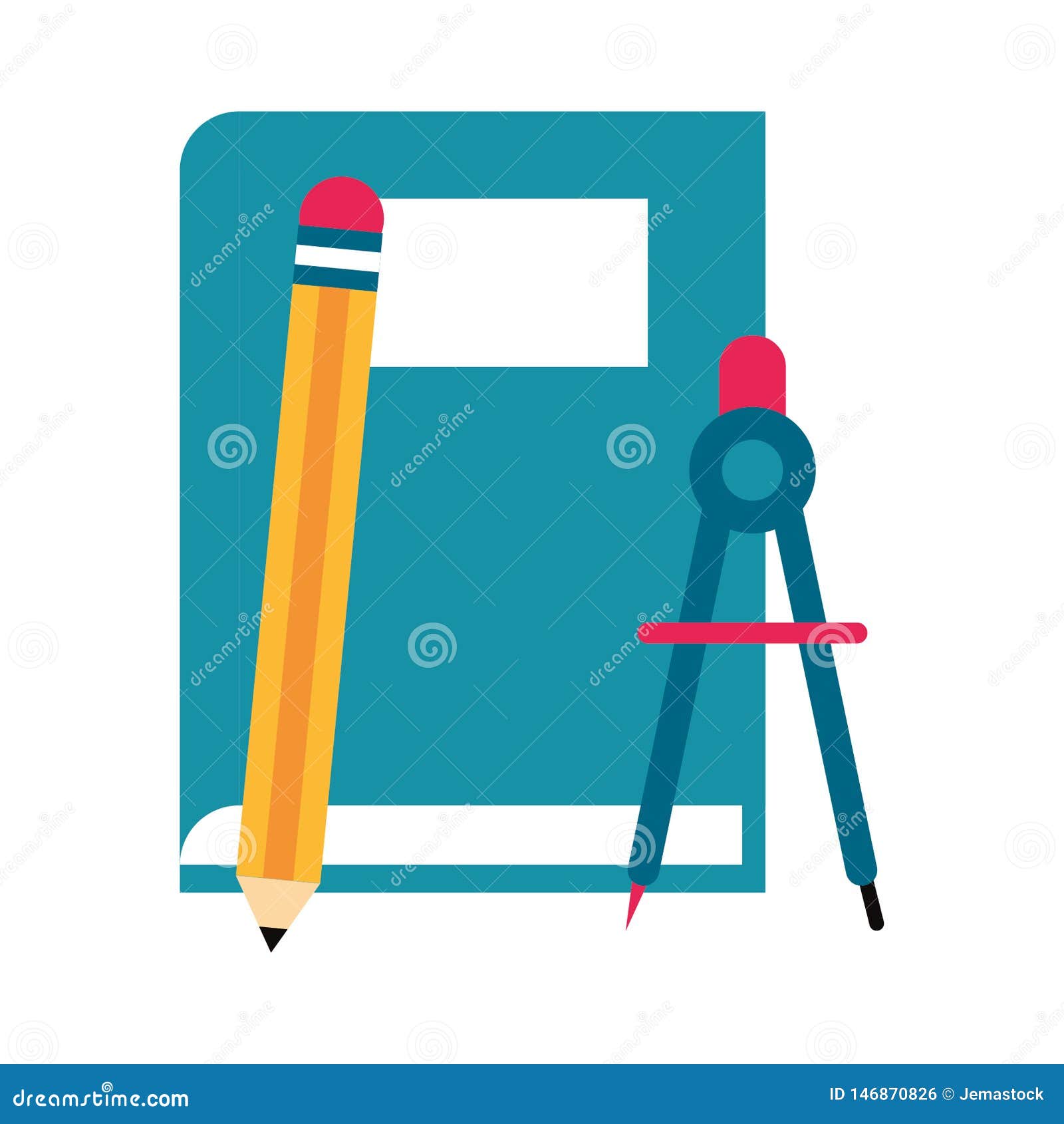 Book with pen and compass stock vector. Illustration of graphite ...