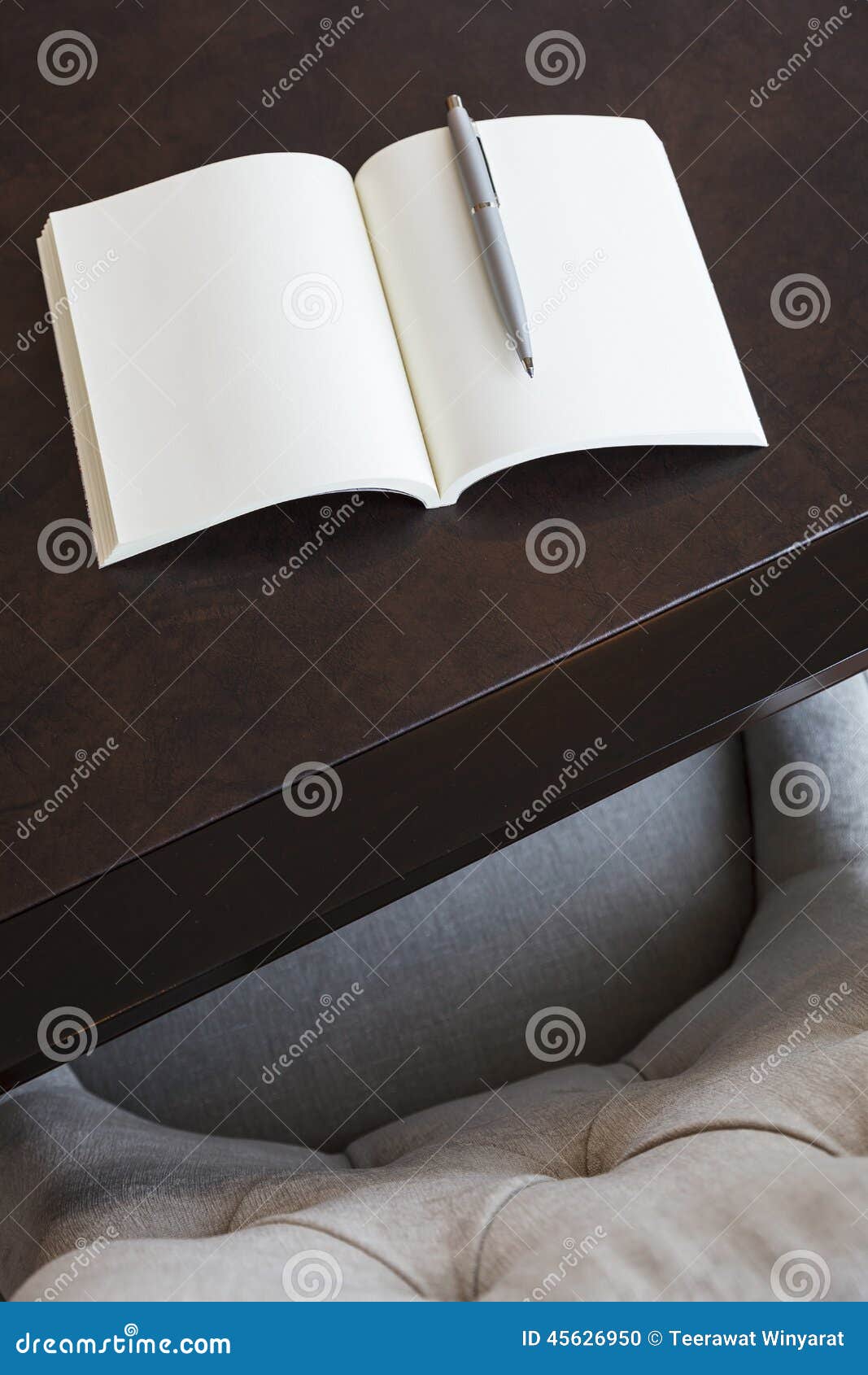 Book with pen on desk stock photo. Image of home, strat - 45626950