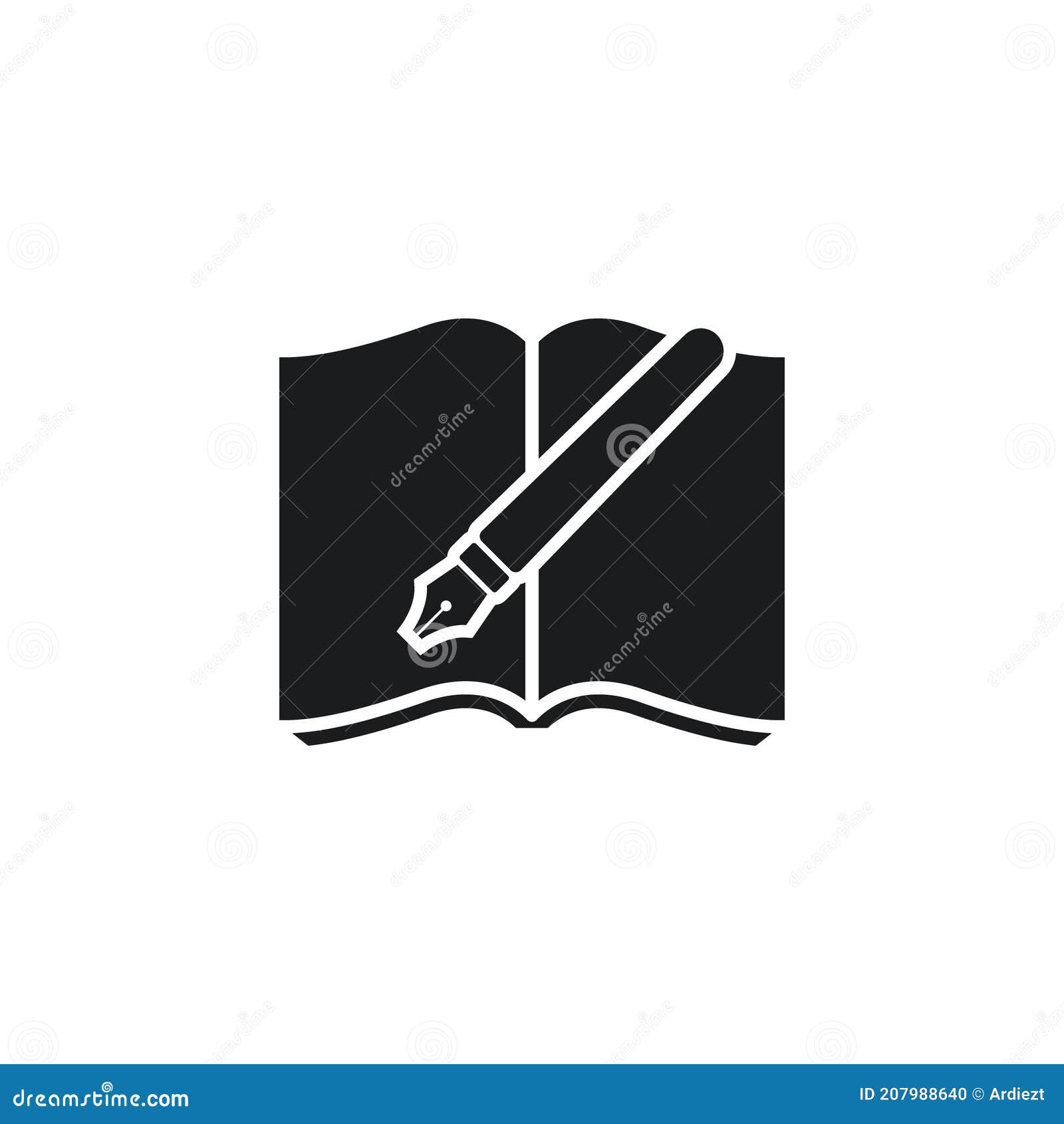 Book and Pen Icon Flat Vector Illustration Stock Vector - Illustration ...