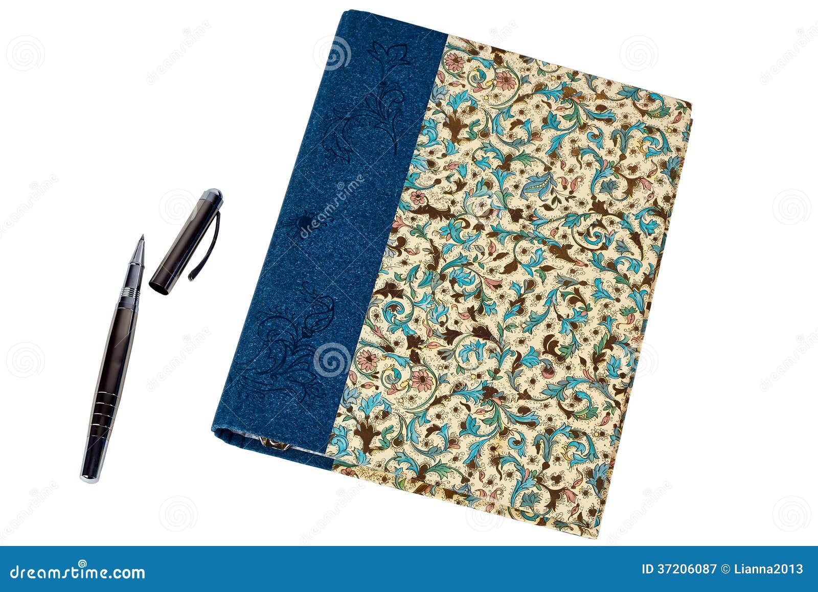 Book with Pen Isolated on White Stock Image - Image of meeting ...