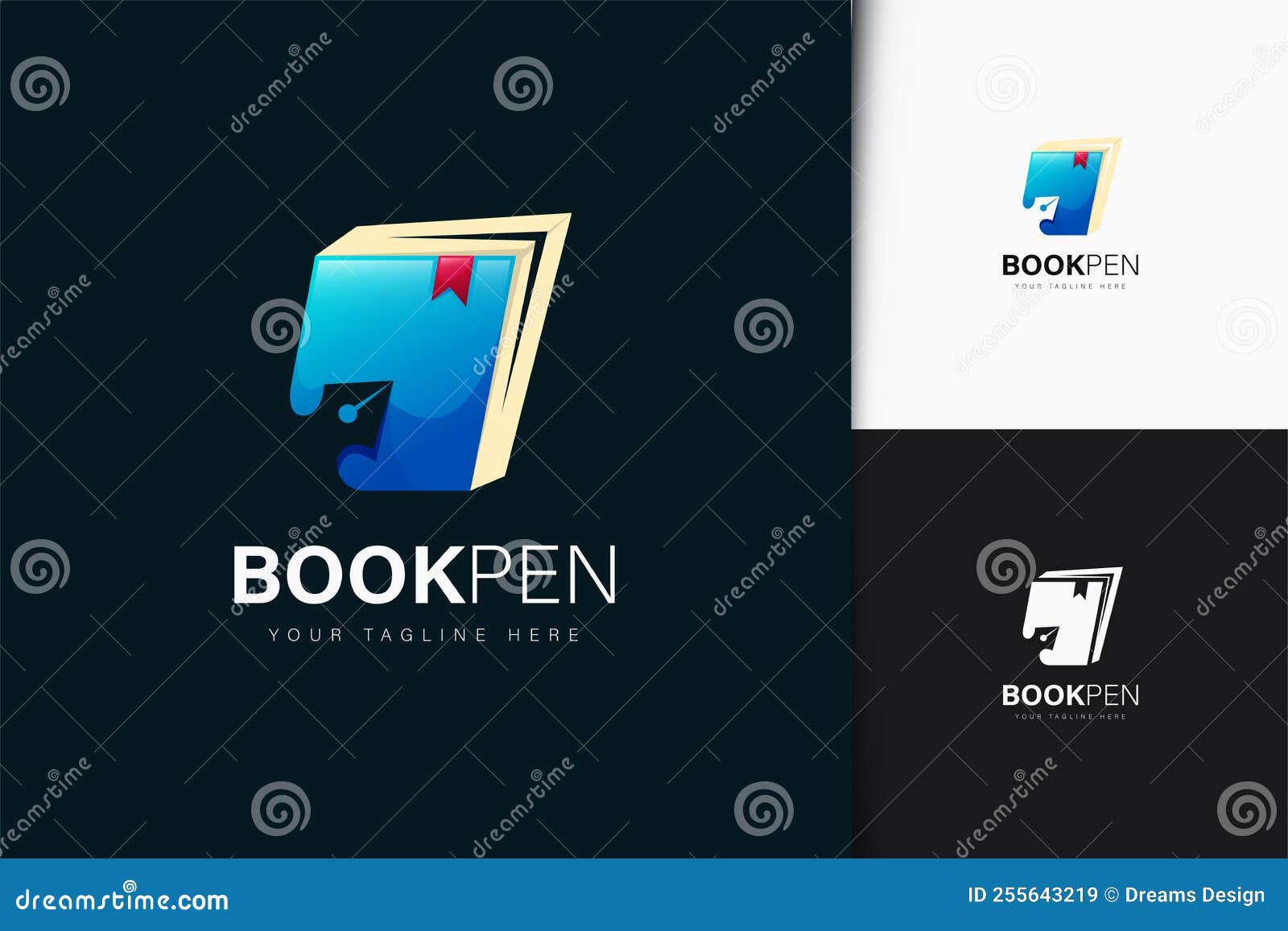 Book Pen Logo Design with Gradient Stock Vector - Illustration of learn ...