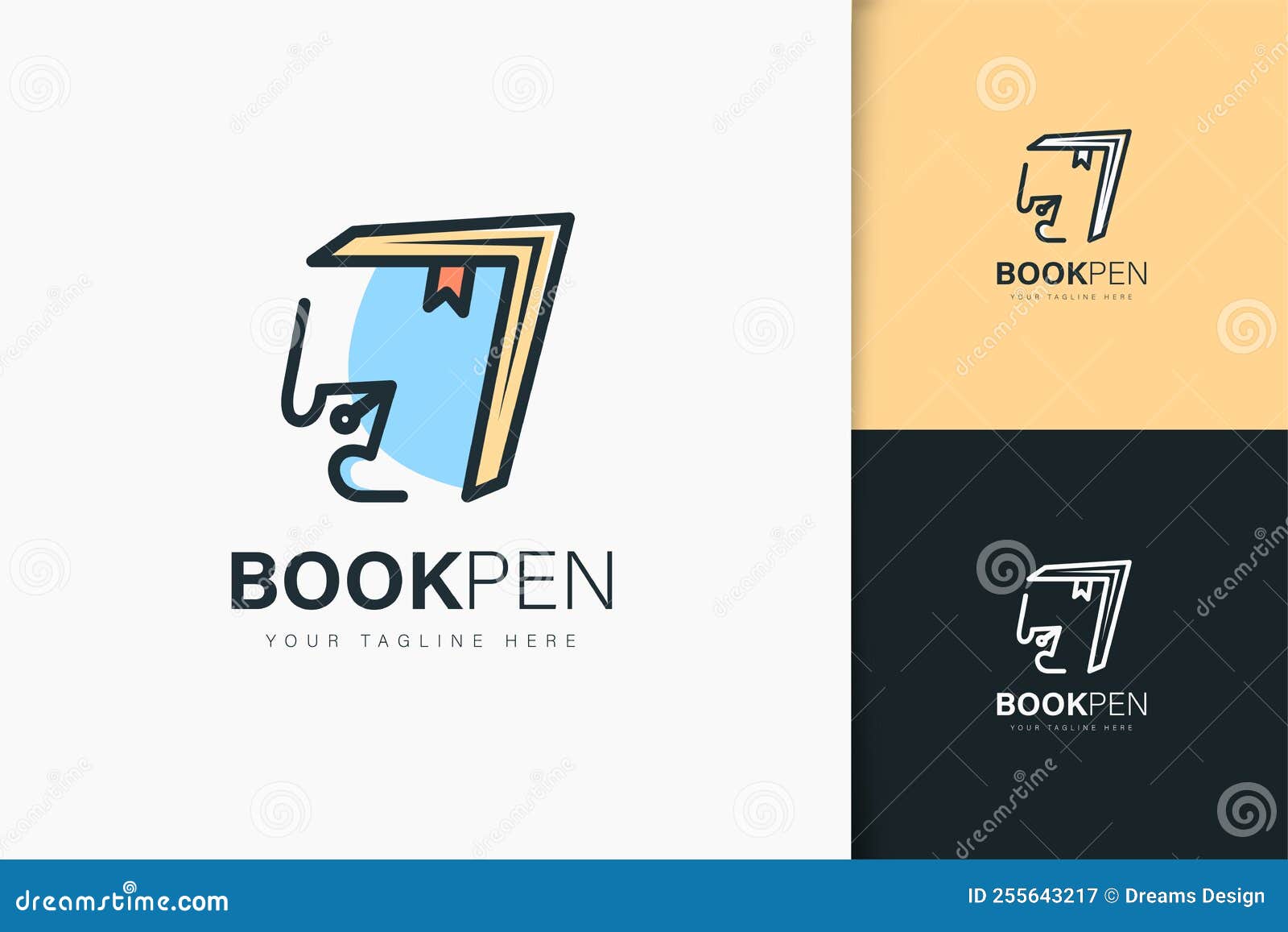 Book Pen Logo Design Linear Style Stock Vector - Illustration of note ...