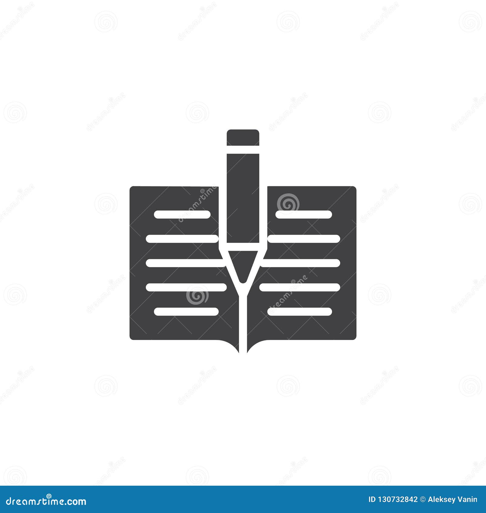 Book and pen vector icon stock vector. Illustration of graphics - 130732842