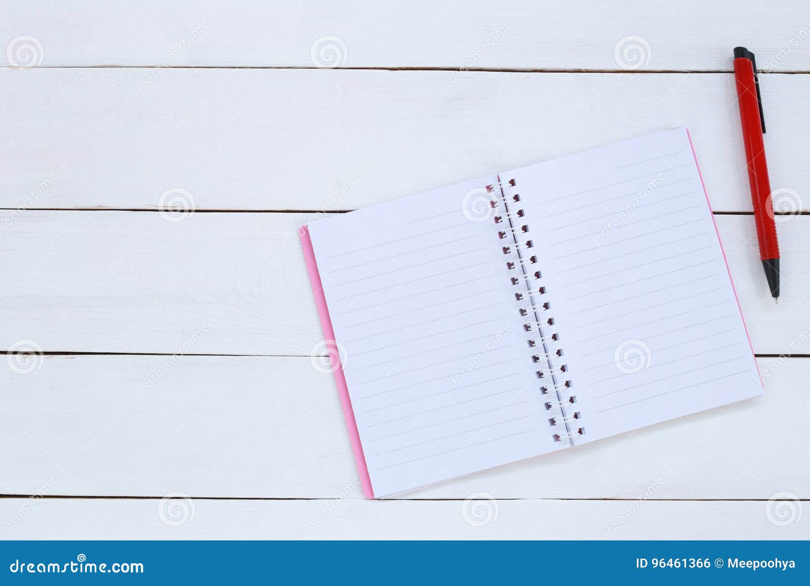 Book and Pen on White Wood Background. Stock Photo - Image of ...