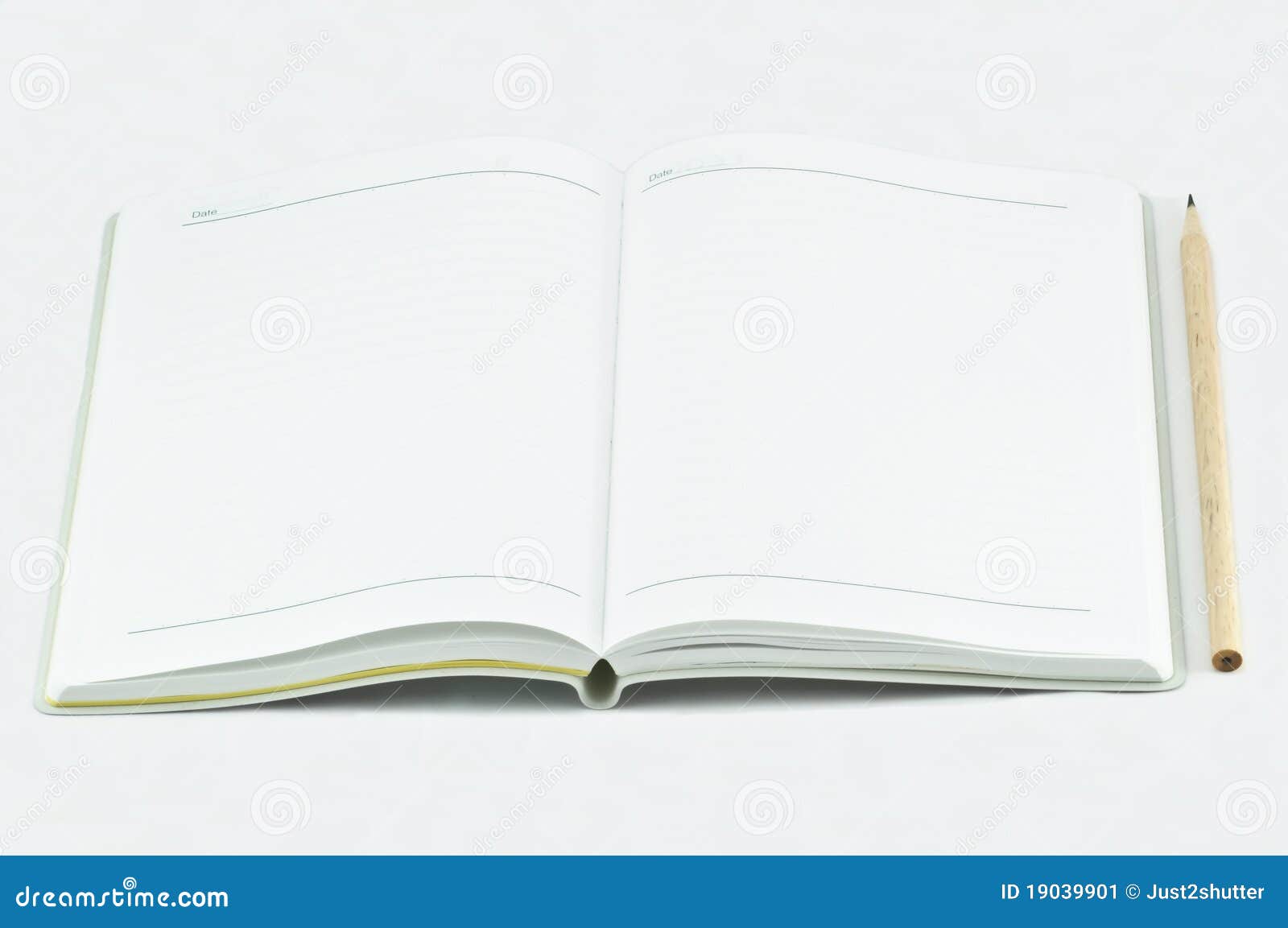 Book And Pencil Isolated On White Background Picture. Image: 19039901