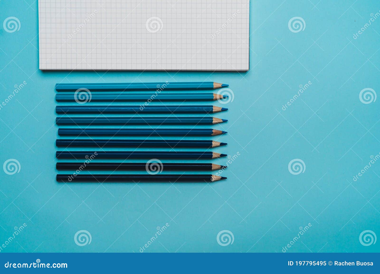 Book, Pencil, Ruler on a Blue Background Stock Image - Image of color ...