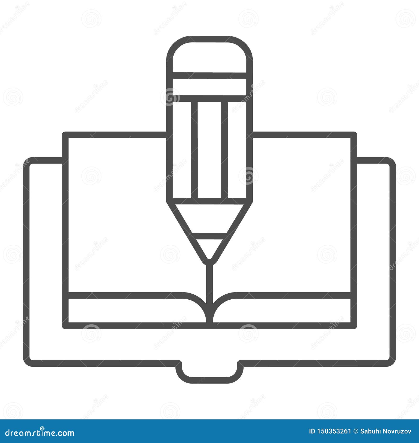 Book and Pencil Thin Line Icon. Book Edit Vector Illustration Isolated ...