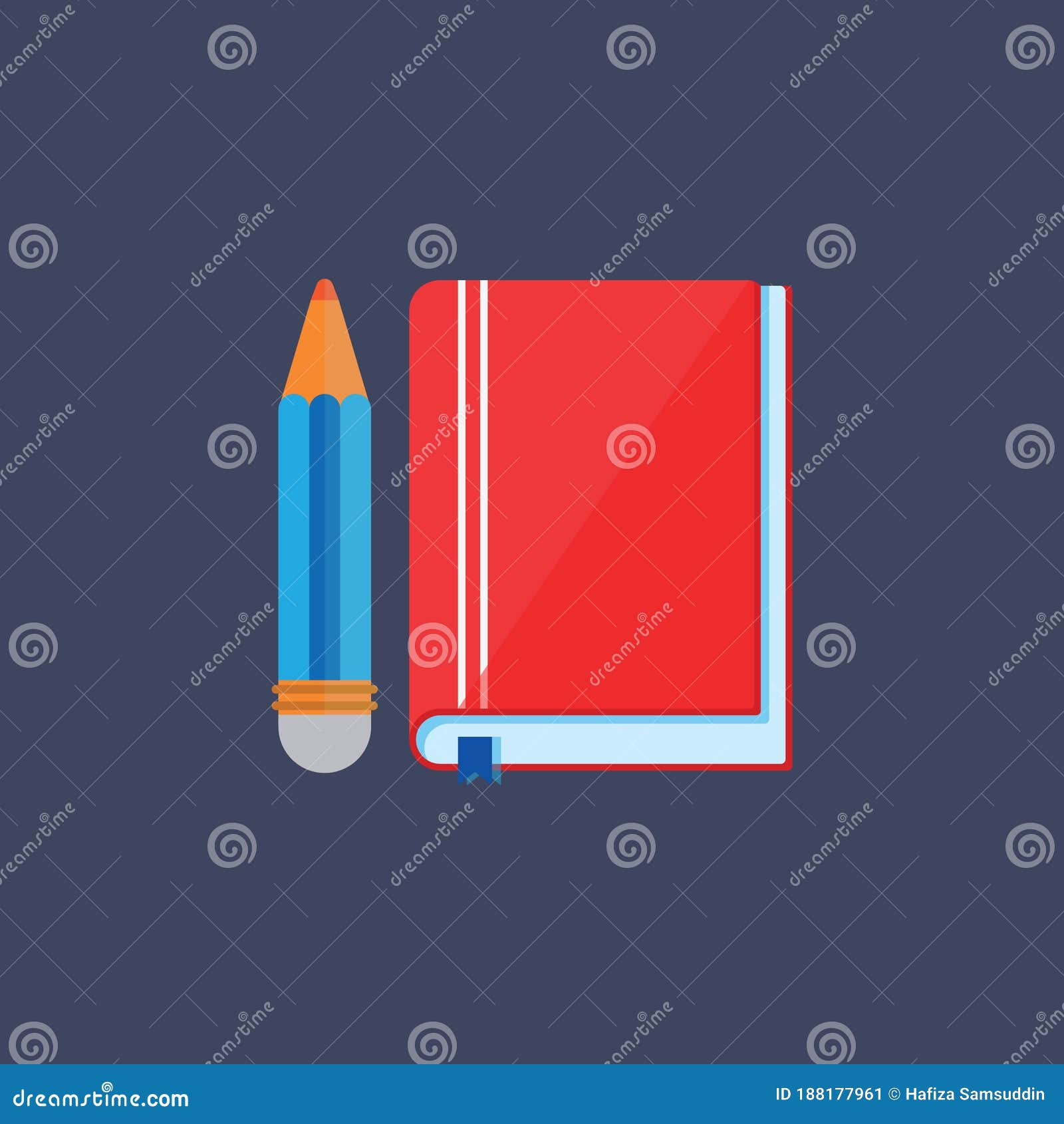 Book and Pencil. Vector Illustration Decorative Design Stock Vector ...