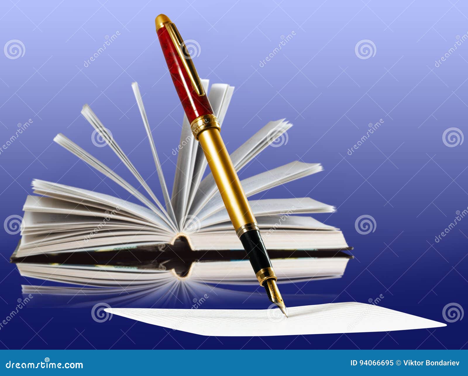 Book and Pens on Blue Background Stock Image - Image of closeup, school ...