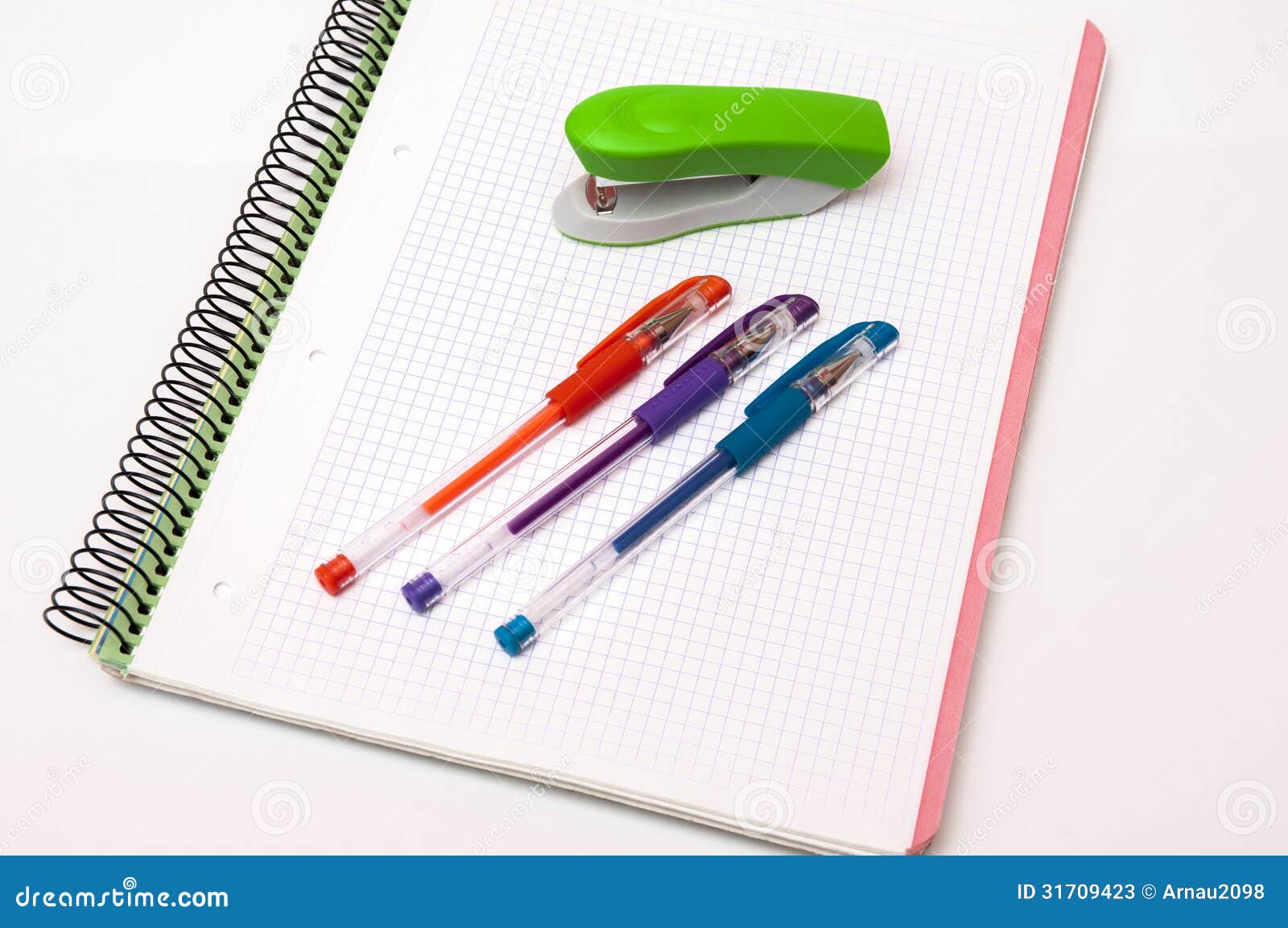Book with pens and stapler stock image. Image of memo - 31709423