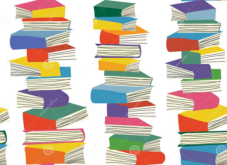 Book Piles Seamless Pattern Stock Vector - Illustration of literature ...