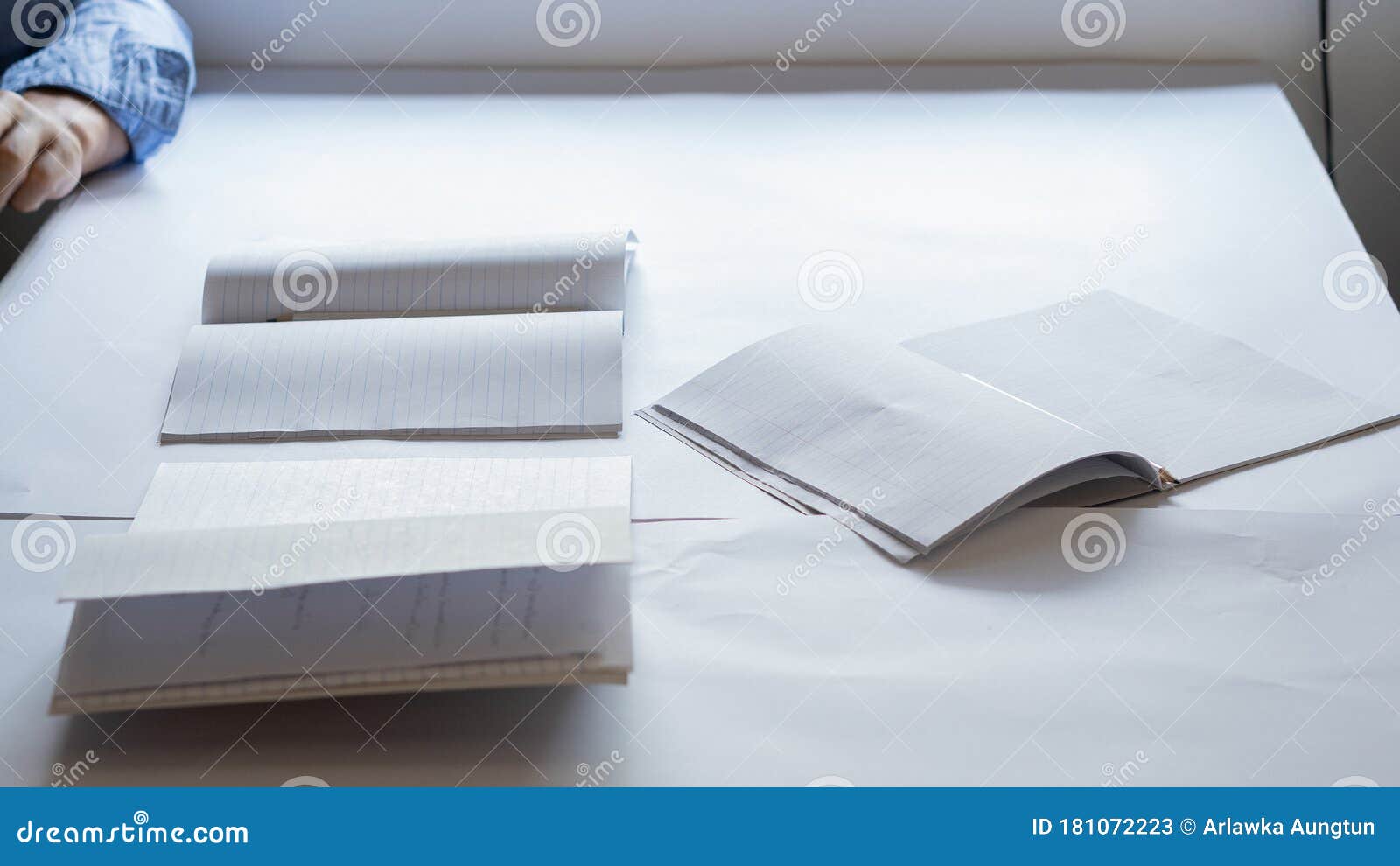 A Book Placed on a White Table in the Stock Image - Image of product ...