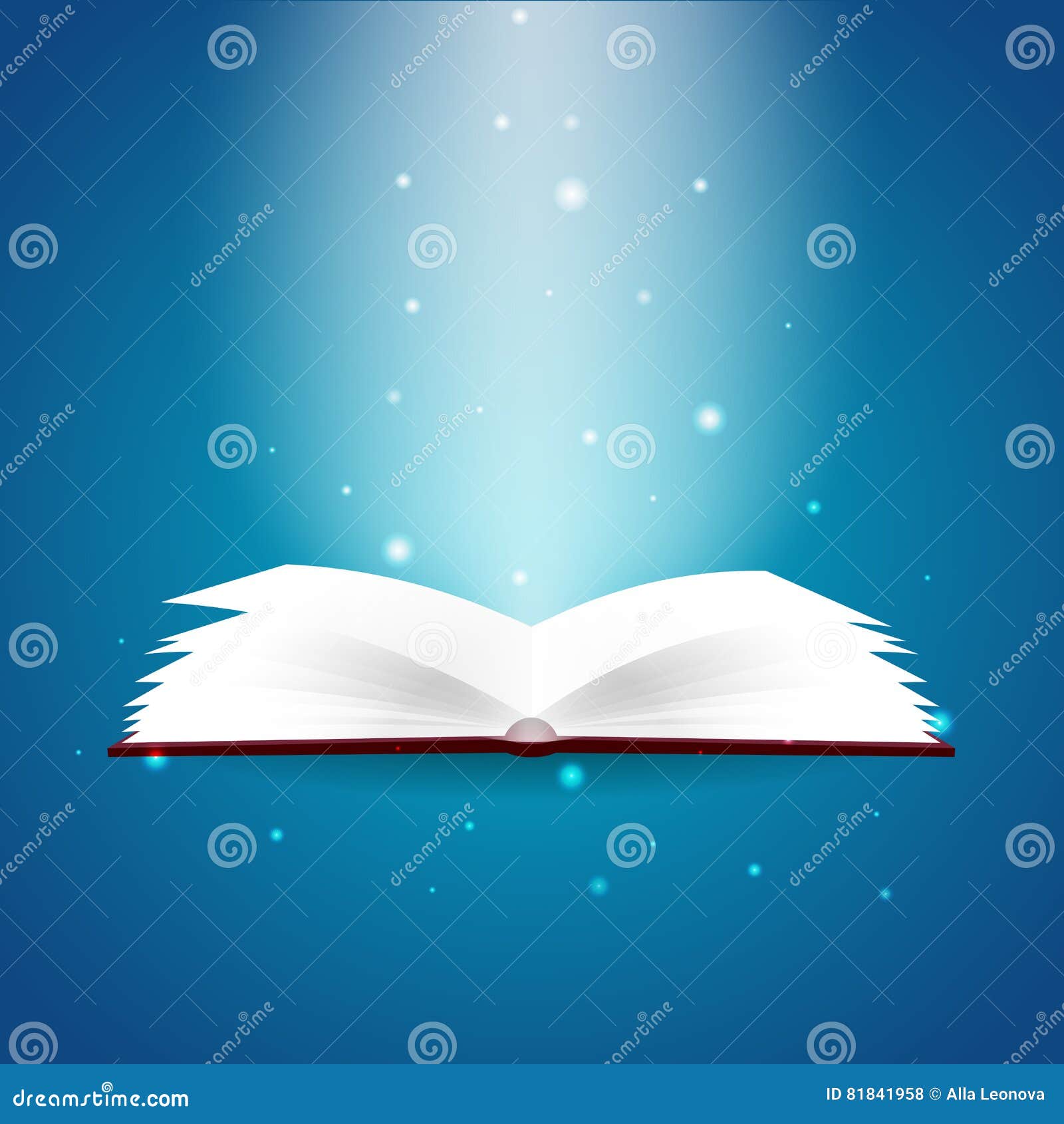 Book Poster. Open Book with Mystic Bright Light on Blue Background ...