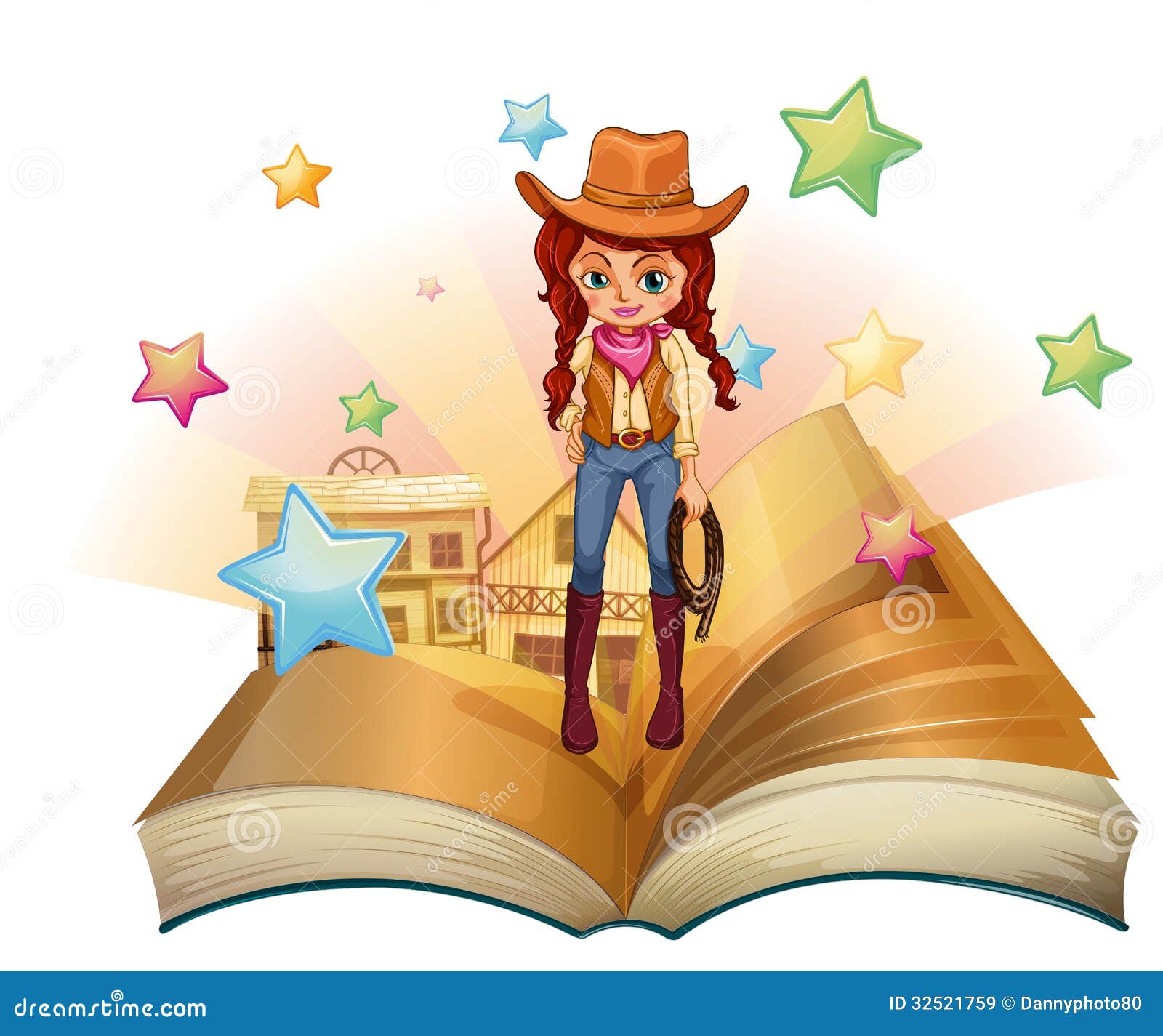 A Book With A Pretty Cowgirl Stock Vector Illustration Of Office