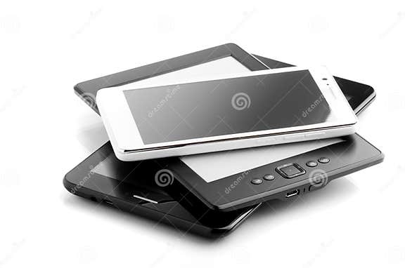 Book Reader Tablet and Phone on White Stock Image - Image of business ...