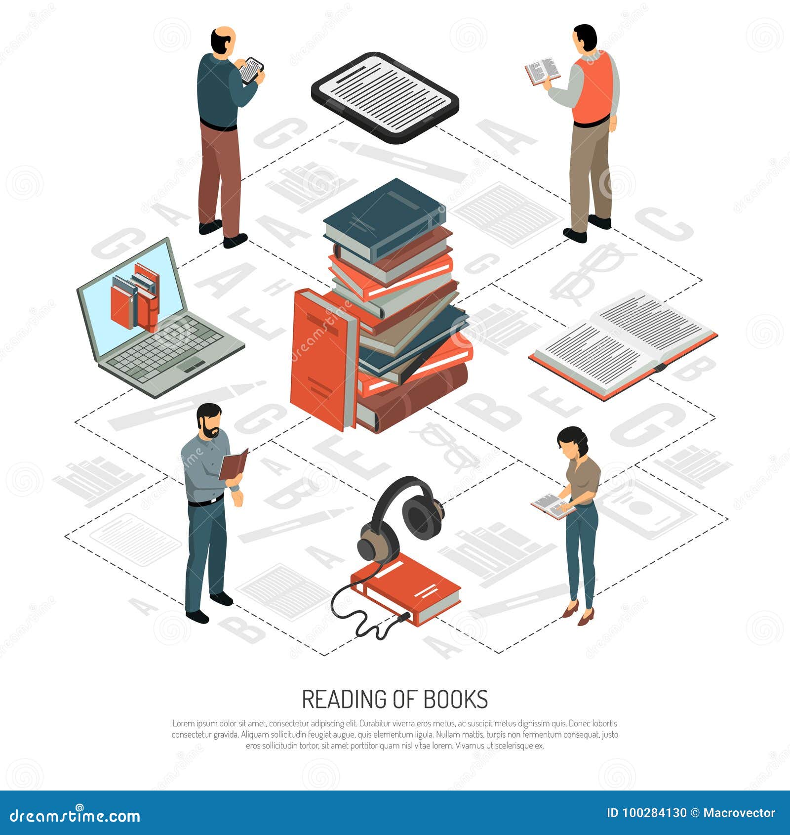 Book Reading Isometric Flowchart Stock Vector - Illustration of ...