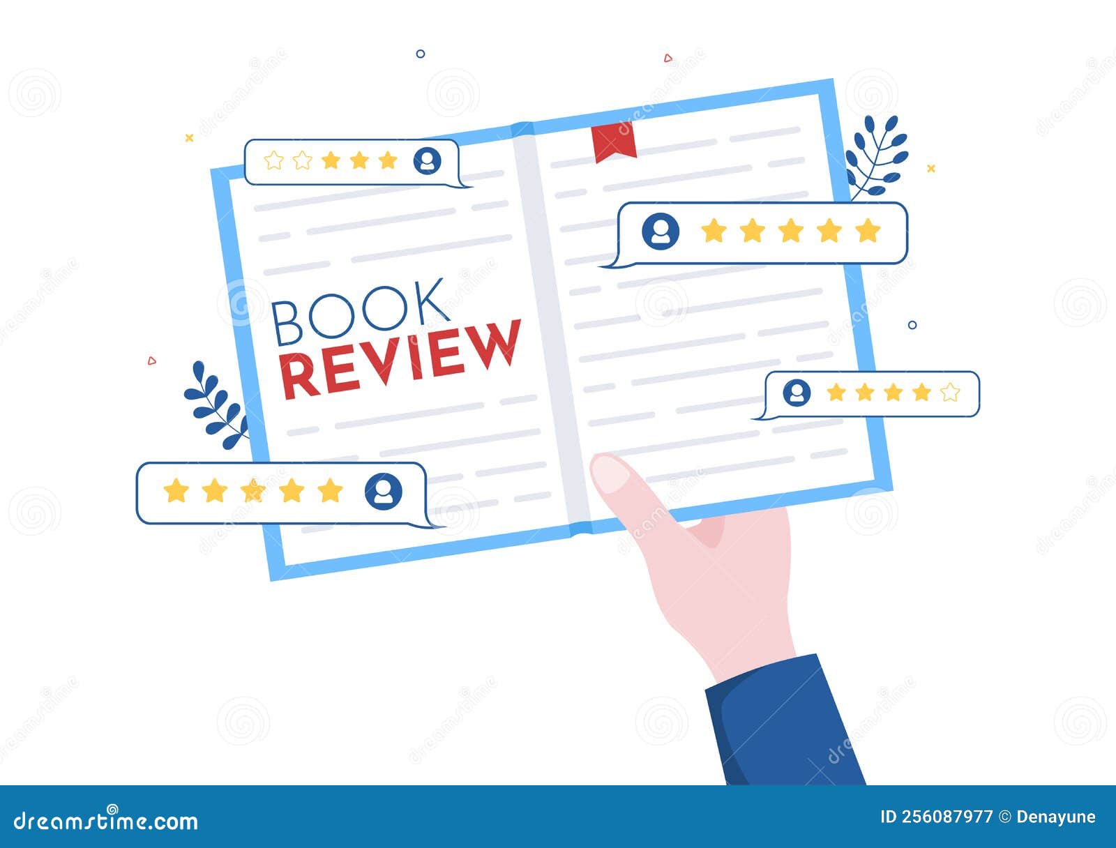 Book Review Template Hand Drawn Cartoon Flat Illustration with Reader ...