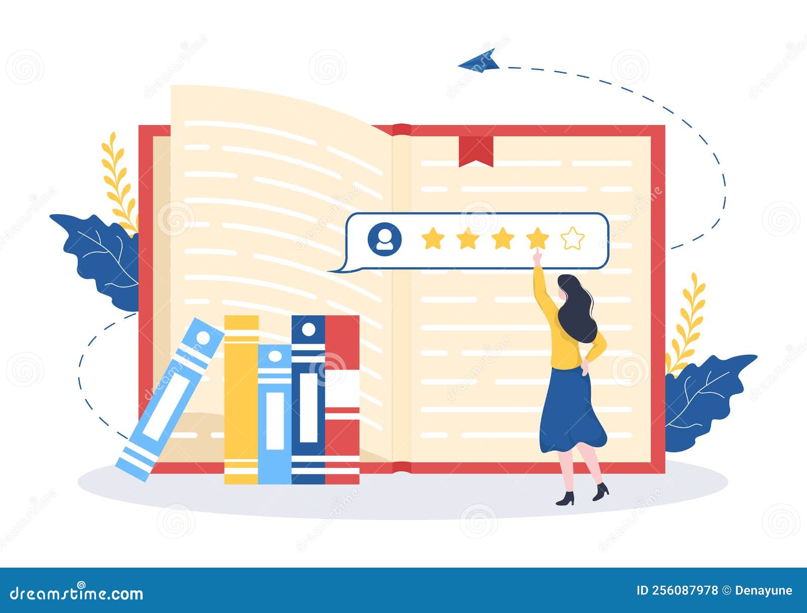 Book Review Template Hand Drawn Cartoon Flat Illustration with Reader ...