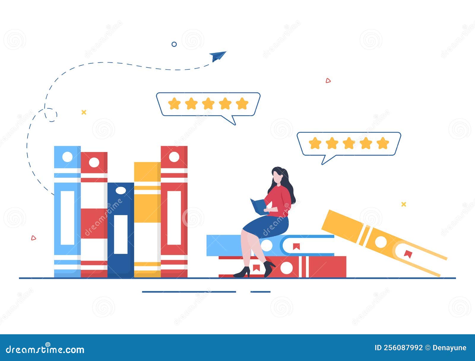 Book Review Template Hand Drawn Cartoon Flat Illustration with Reader ...