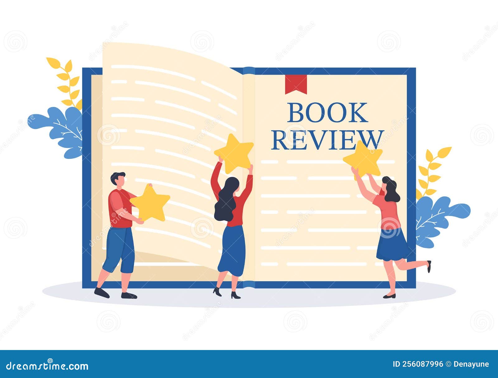 Book Review Template Hand Drawn Cartoon Flat Illustration with Reader ...