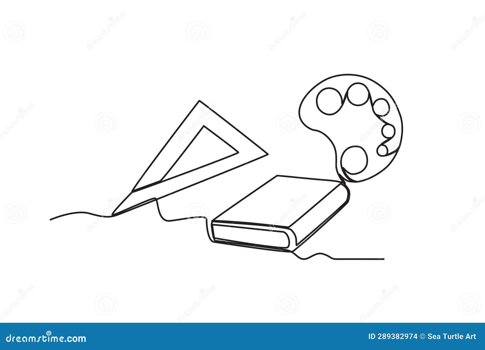 A book, ruler, and palette stock illustration. Illustration of ...