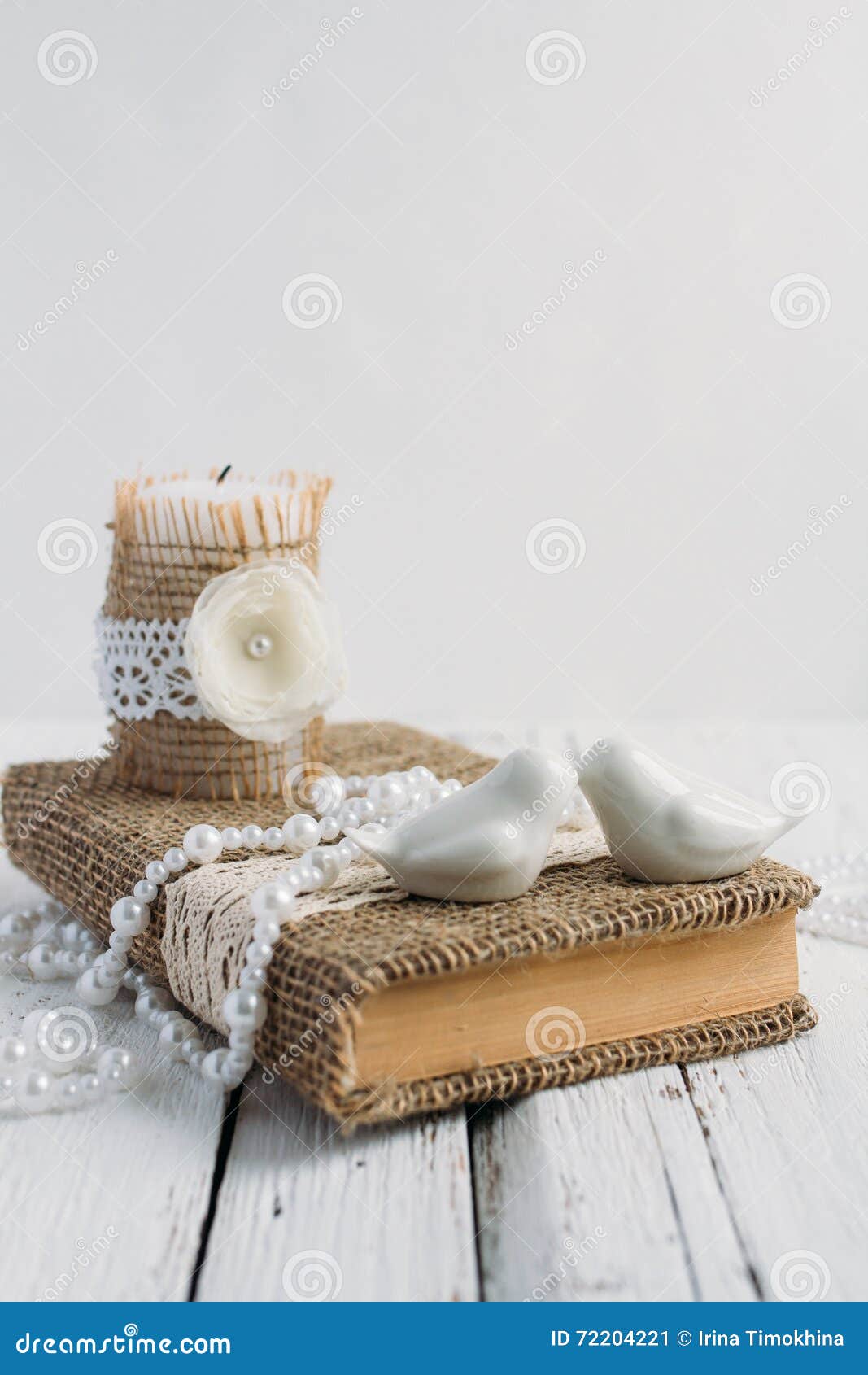 The Book is in Rustic Style on a White Table Stock Image - Image of ...