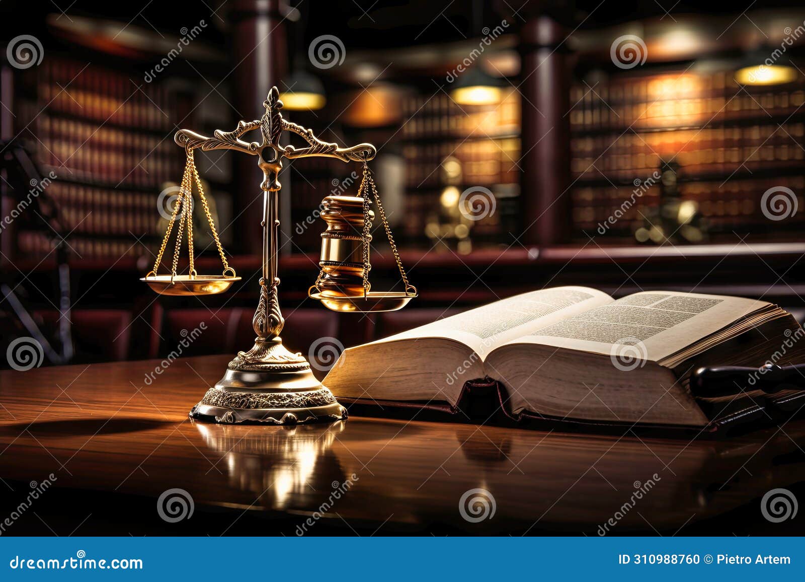 Book and Scale on Table in Library Stock Photo - Image of balance ...