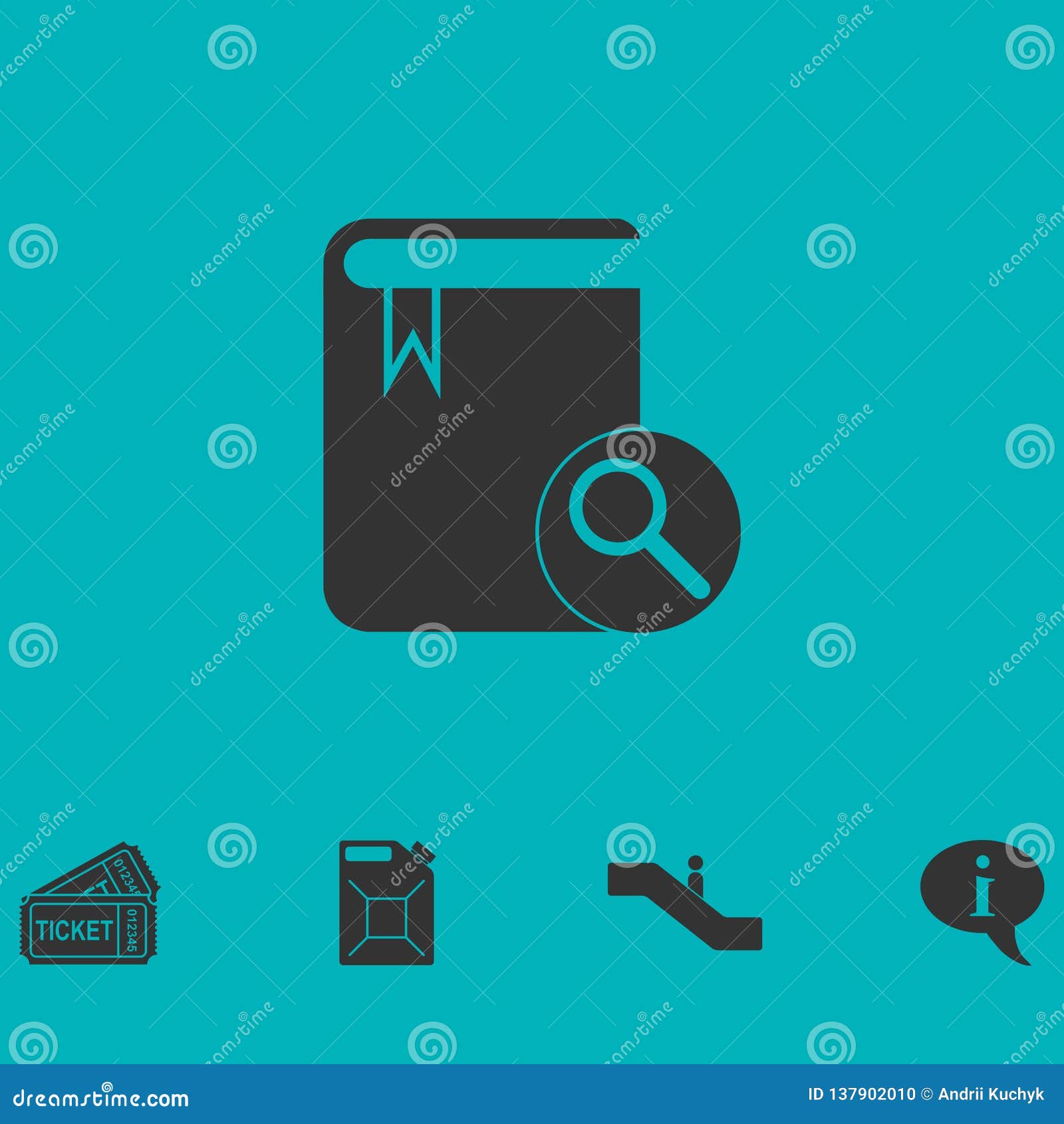 Book search icon flat stock vector. Illustration of magnifier - 137902010