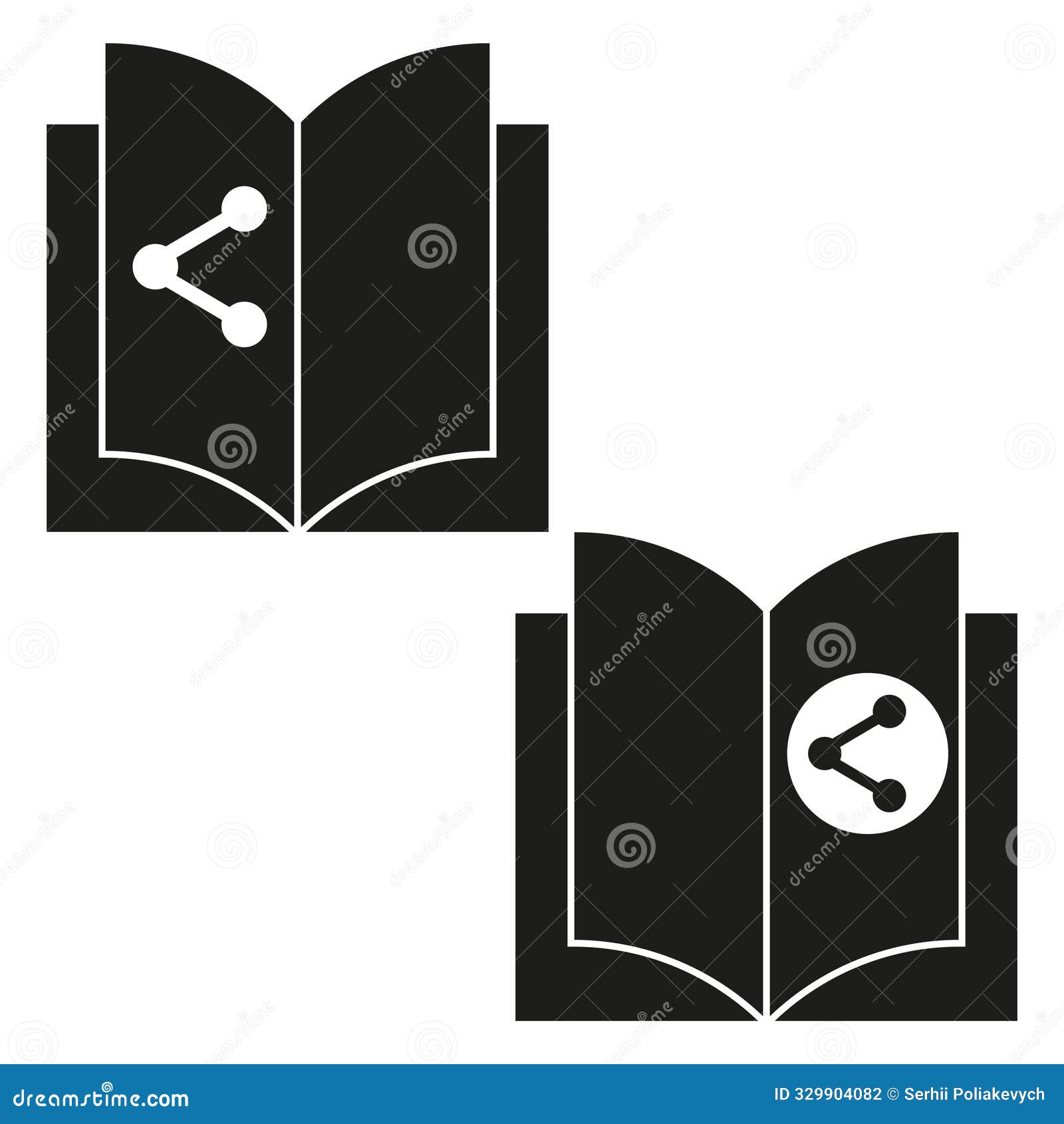 Book with Share Icon. Vector Design. Black and White. Digital Reading ...