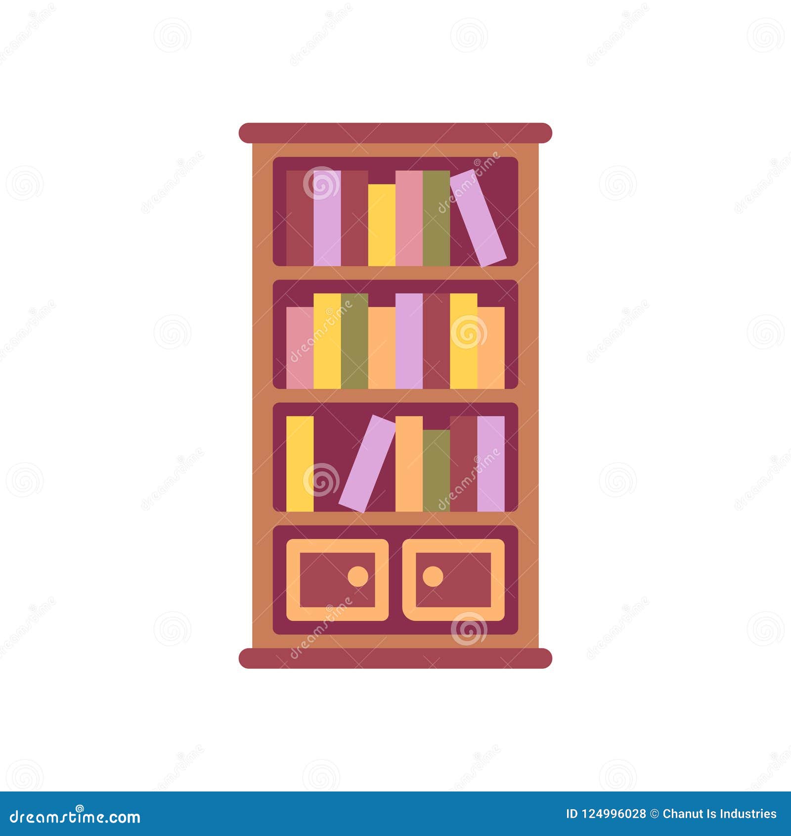 Book Shelf Flat Icon stock vector. Illustration of stack - 124996028
