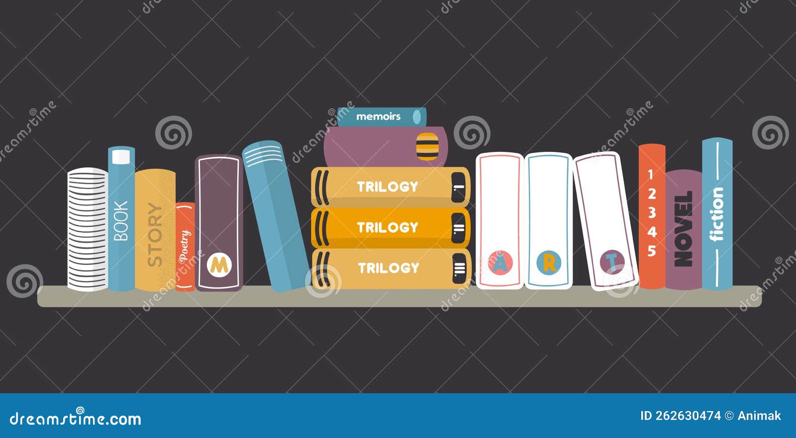 Book Shelf. Flat Style, Vector Hand Draw Concept Stock Vector ...