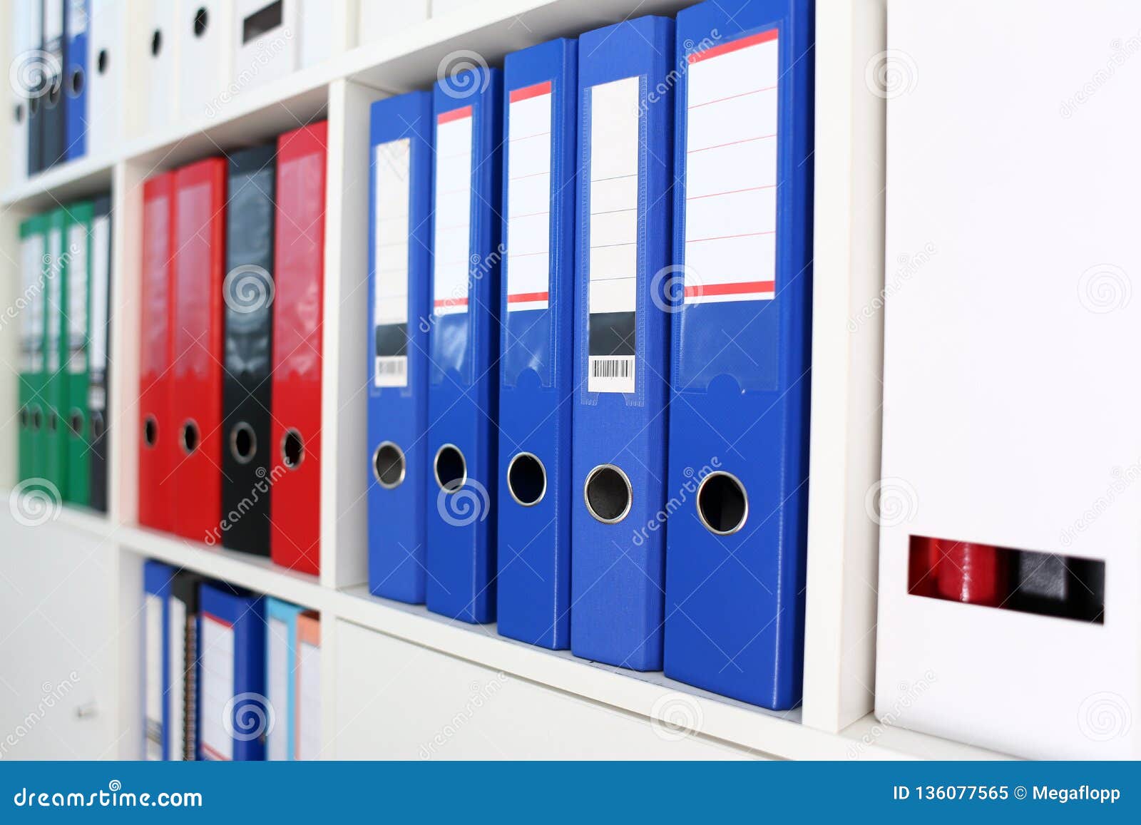 Book Shelf Full of File Folder in Office Closeup Stock Image - Image of ...