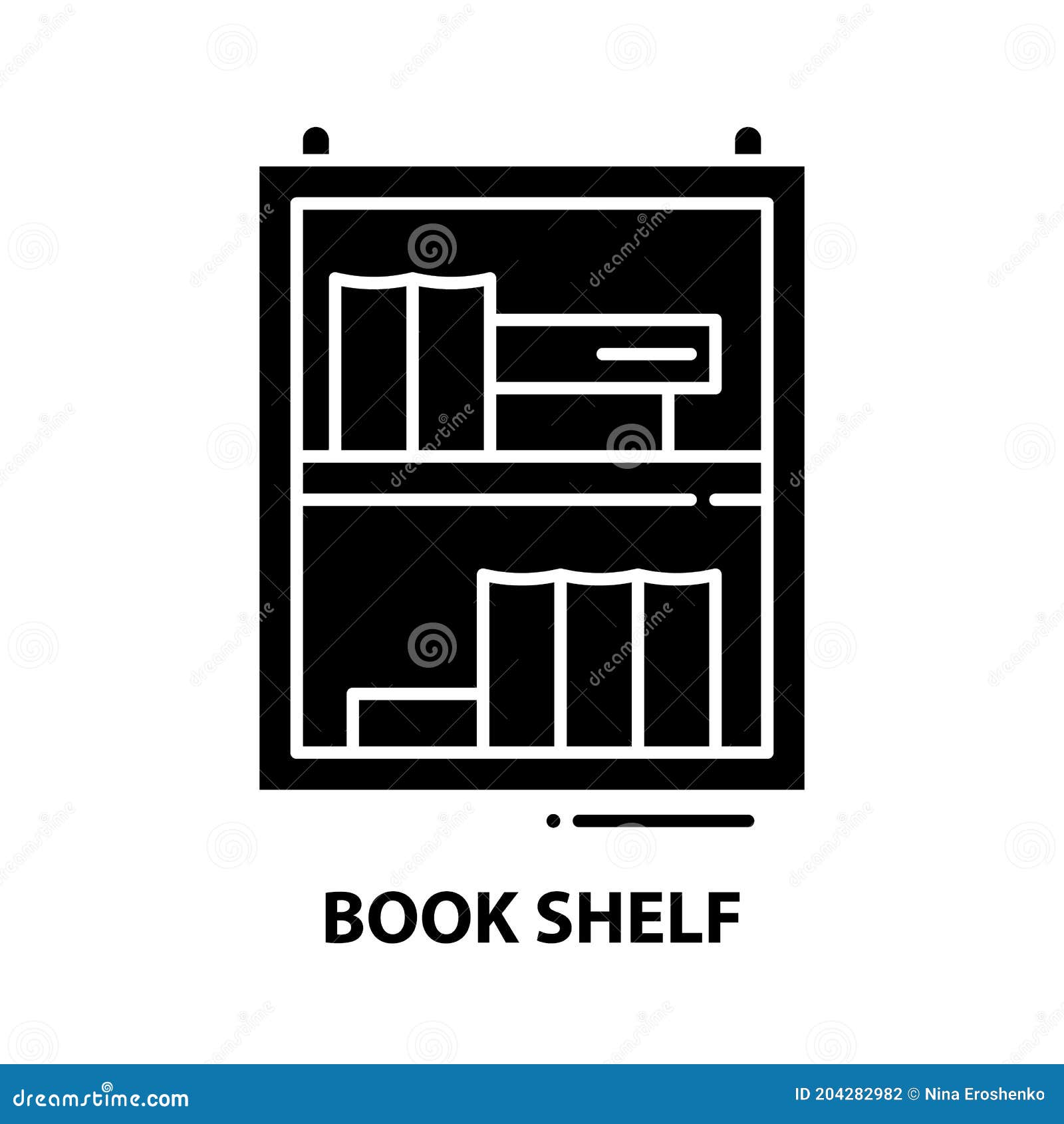 Book Shelf Icon, Black Vector Sign with Editable Strokes, Concept ...