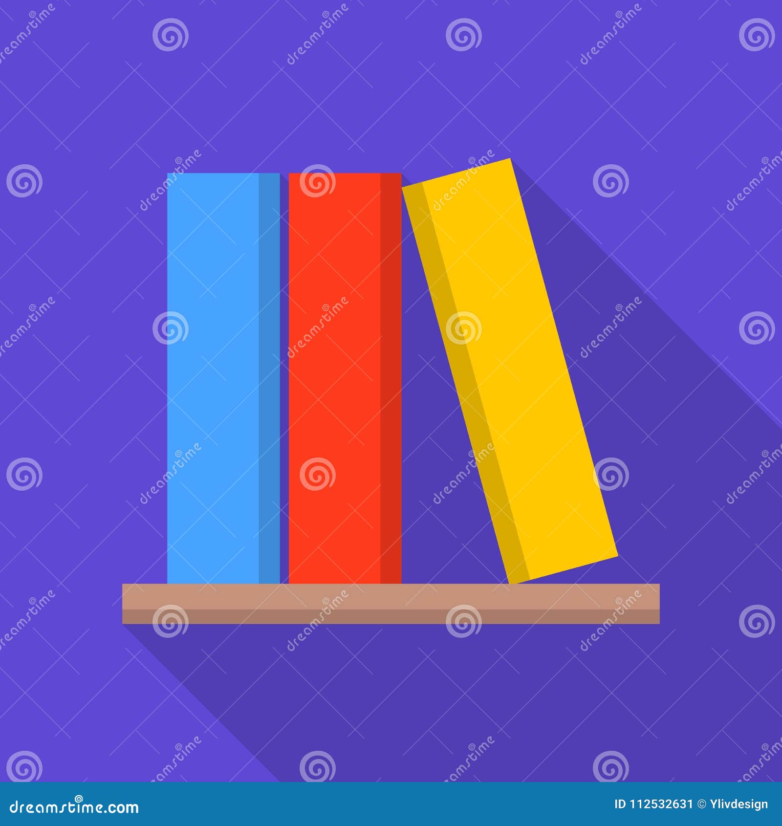 Book on Shelf Icon, Flat Style Stock Vector - Illustration of library ...