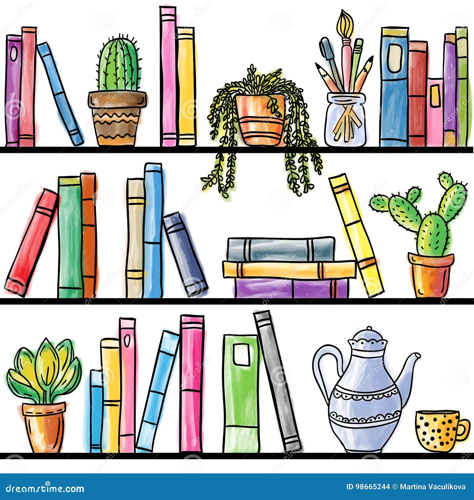 Book Shelf Seamless Pattern Stock Vector - Illustration of education ...