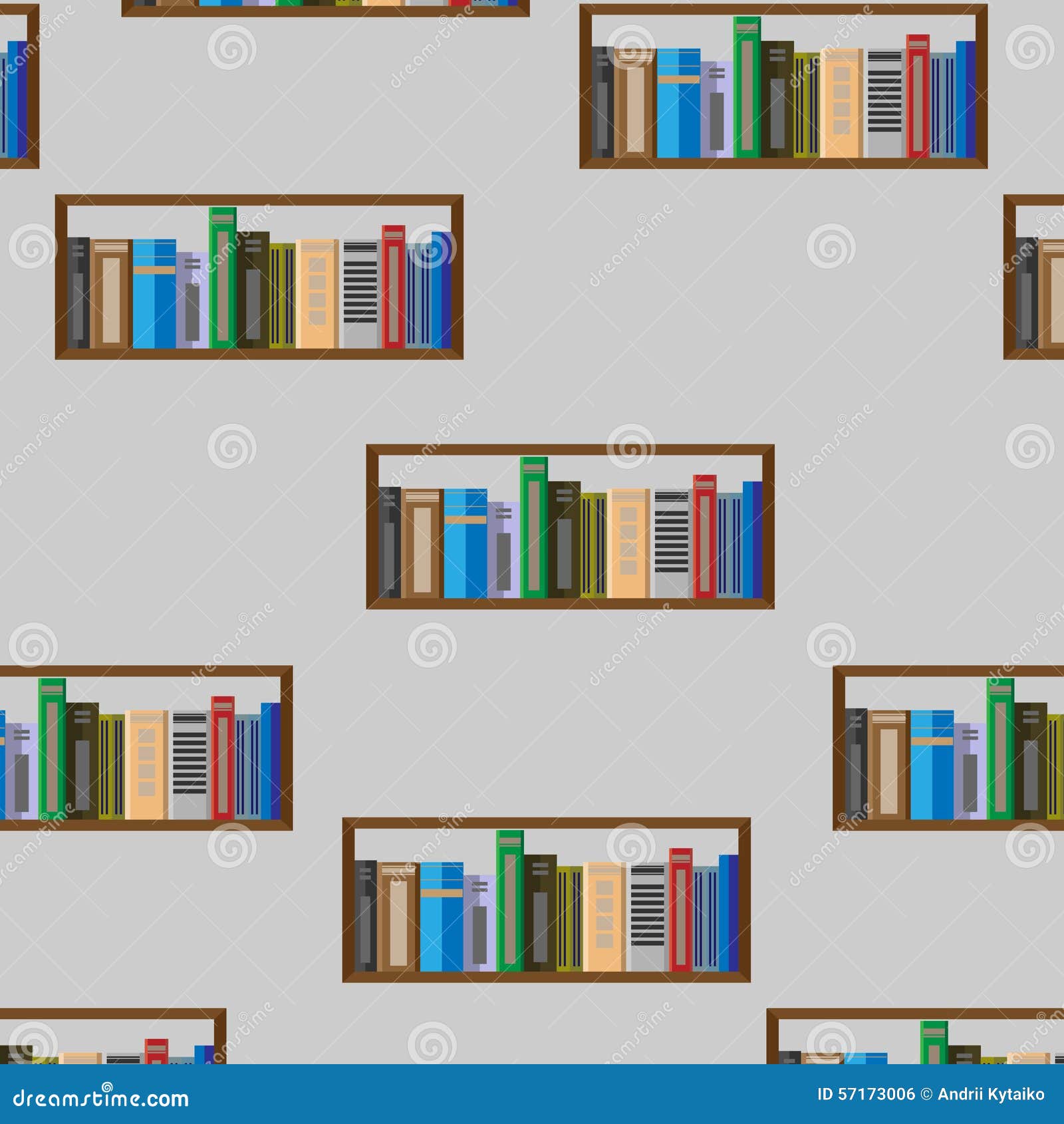Book Shelf Seamless Pattern Stock Vector - Illustration of literary ...
