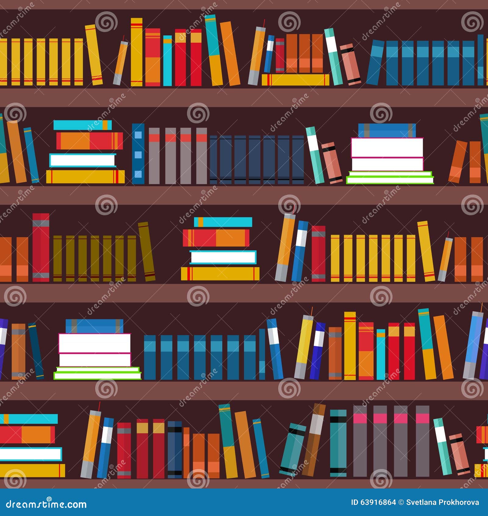 Book Shelf Seamless Pattern Stock Vector - Illustration of knowledge ...