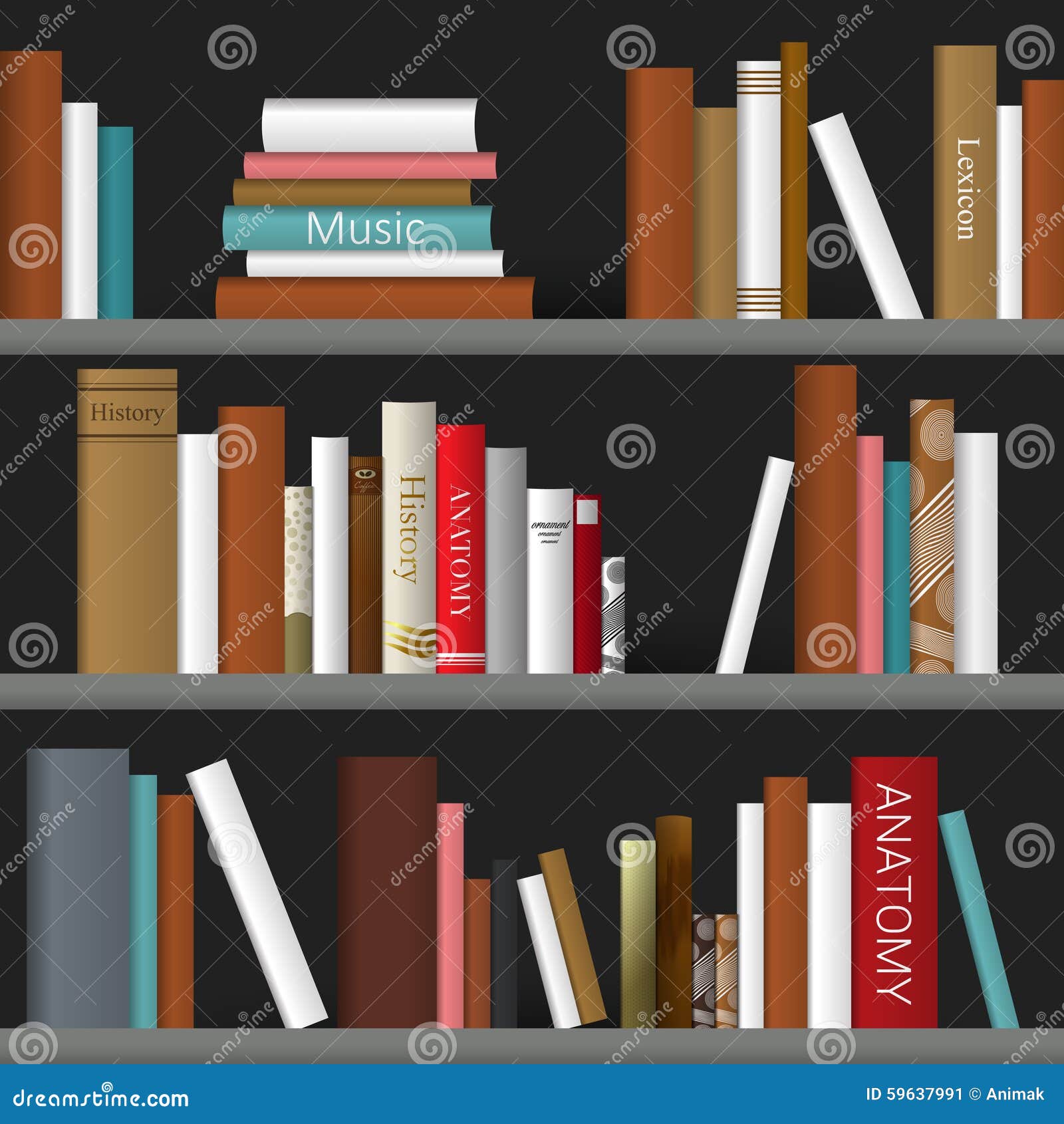 Book Shelf. Vector Illustration Stock Vector - Illustration of painting ...