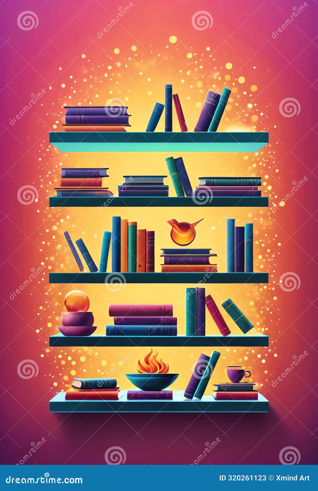 Book Shelves Decorative Colorful Poster Background Stock Illustration ...
