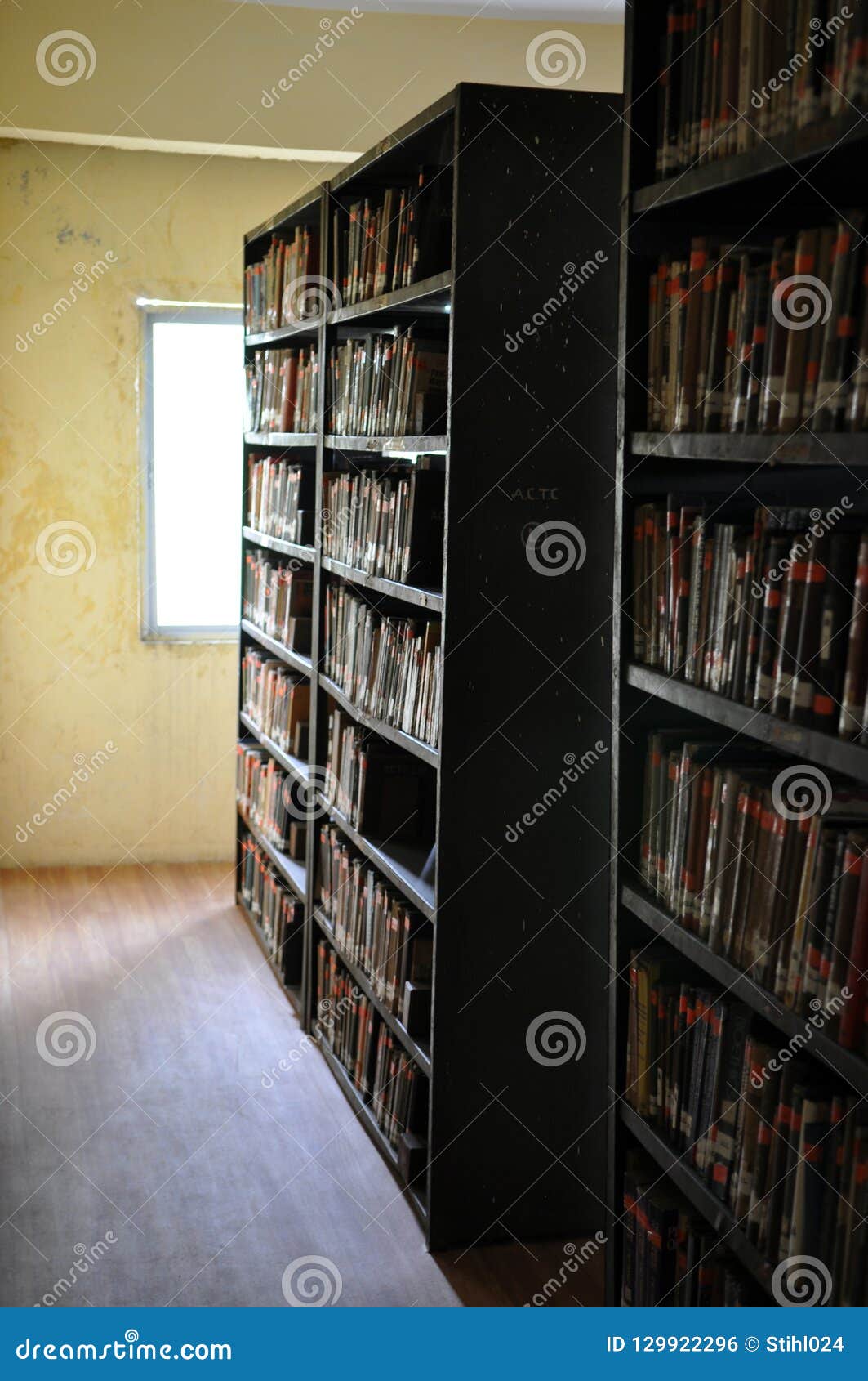Book shelves in a library stock photo. Image of literature - 129922296