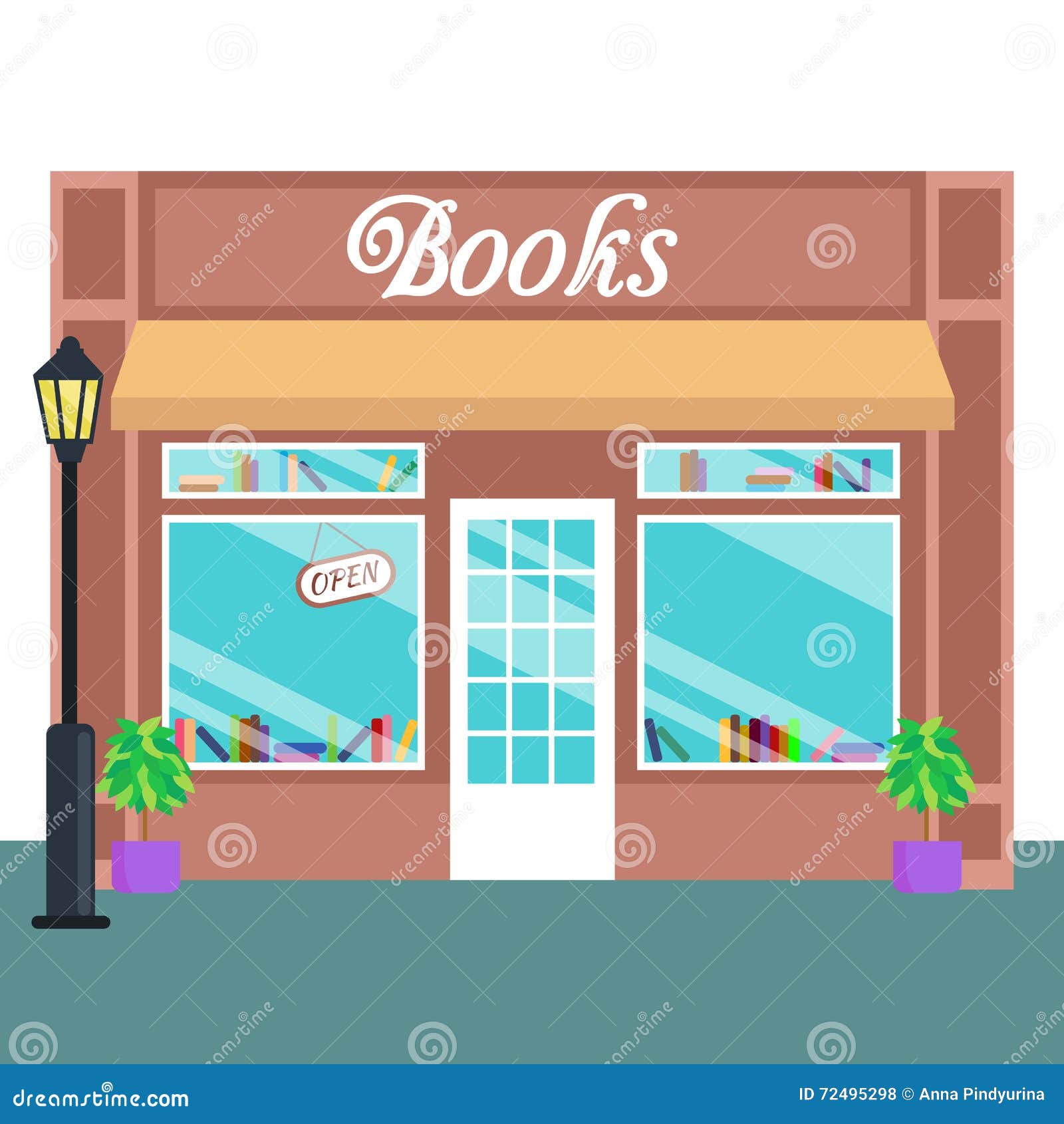 Book Shop and Store, Building Front Flat Style. Vector Illustration ...