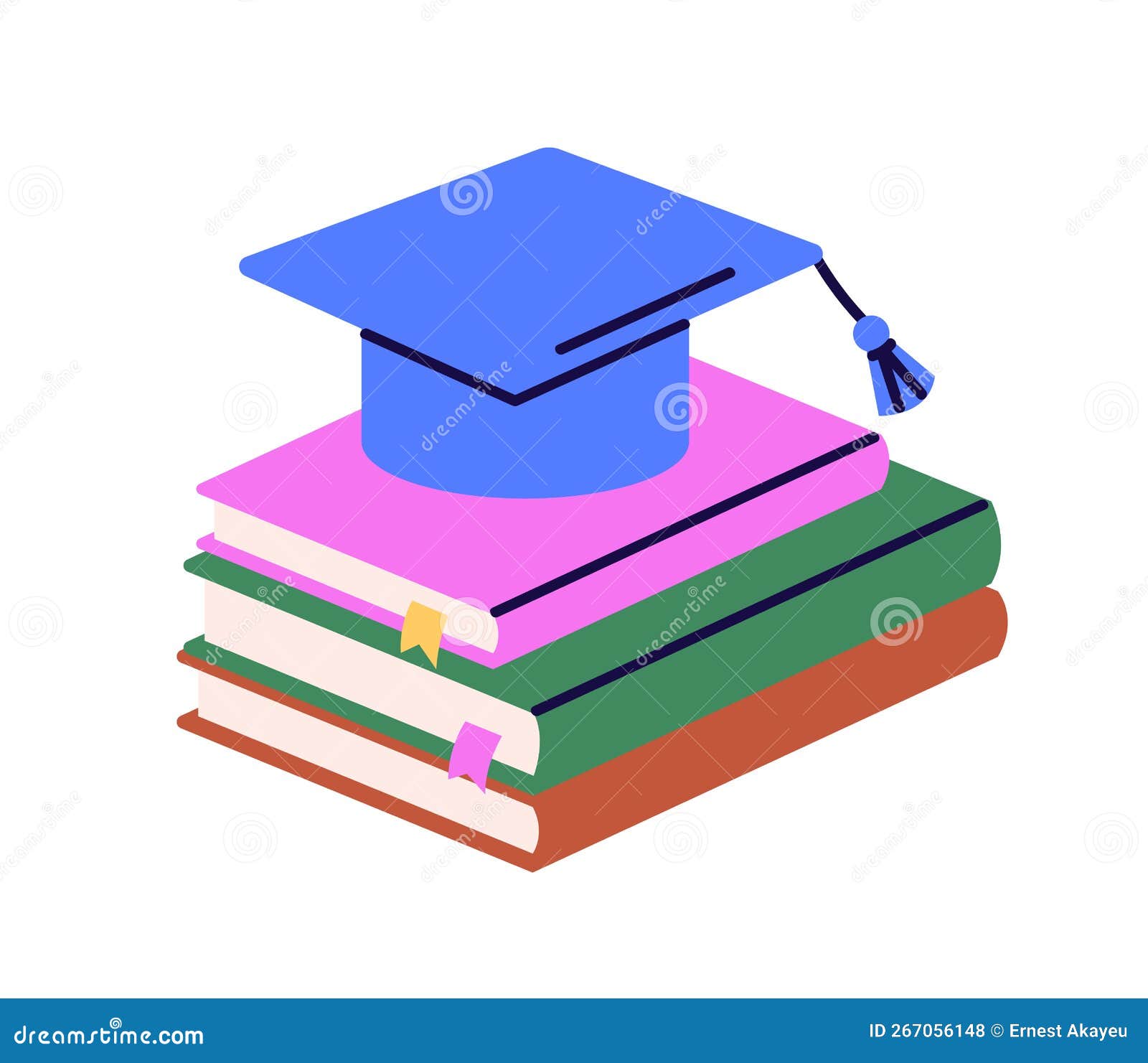 Book Stack and Bachelor Cap, Hat. Education and Graduation, Study for ...