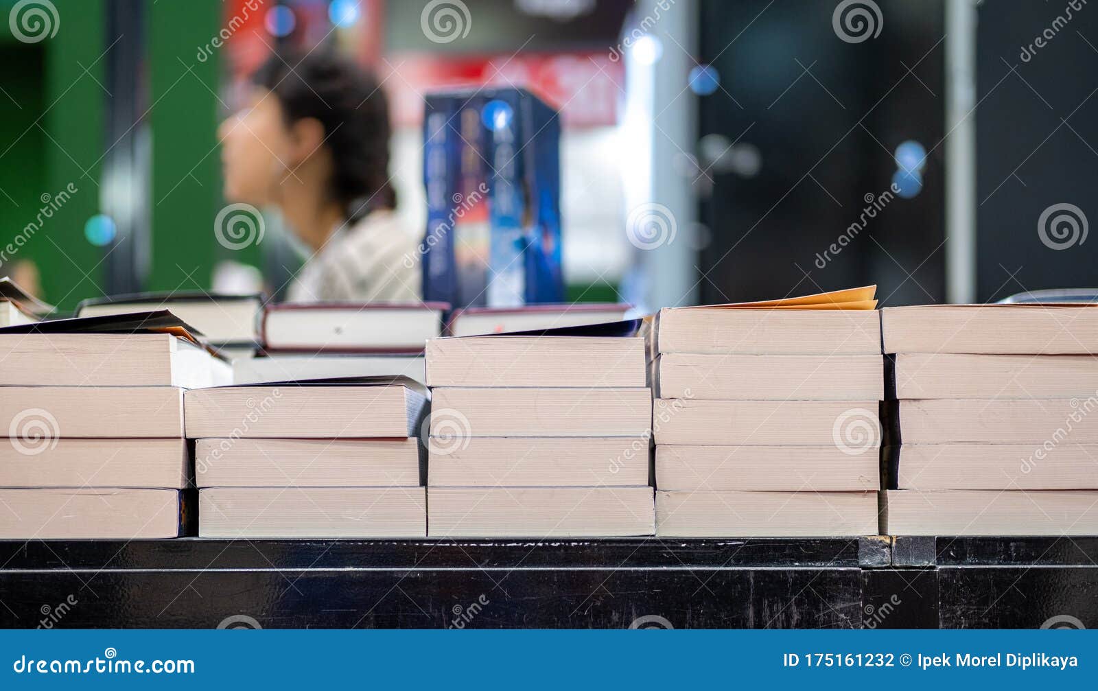 Book Stack Displayed in the Book Fair for Business and Education ...