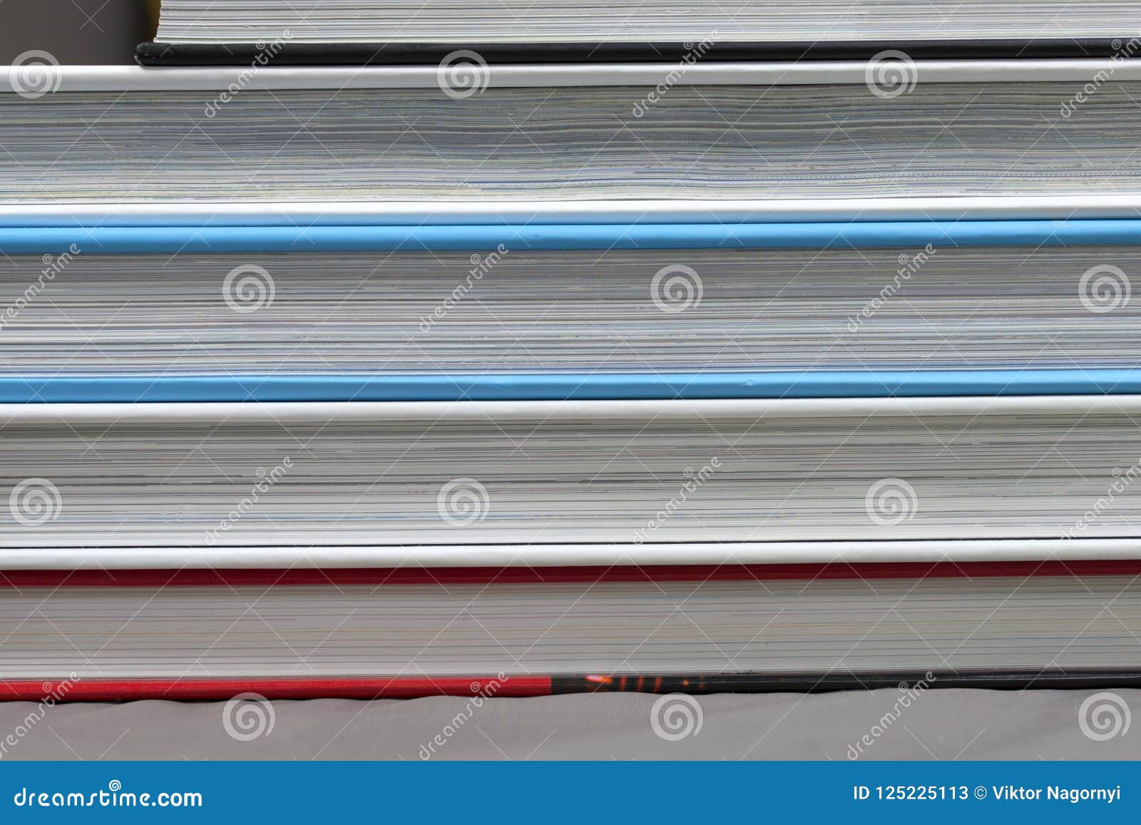 Book, Stack of Hardback Books on Table. Top View. Stock Image - Image ...