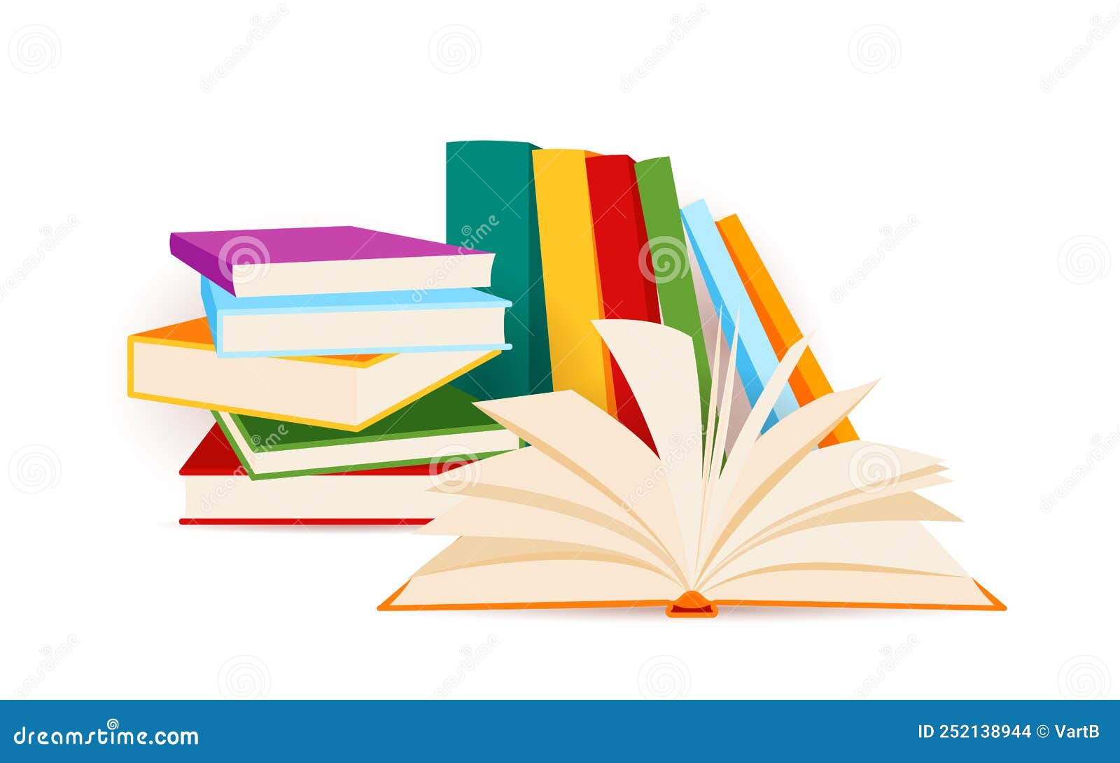 Book Stack Heap Library Postcard Education Flat Stock Vector ...