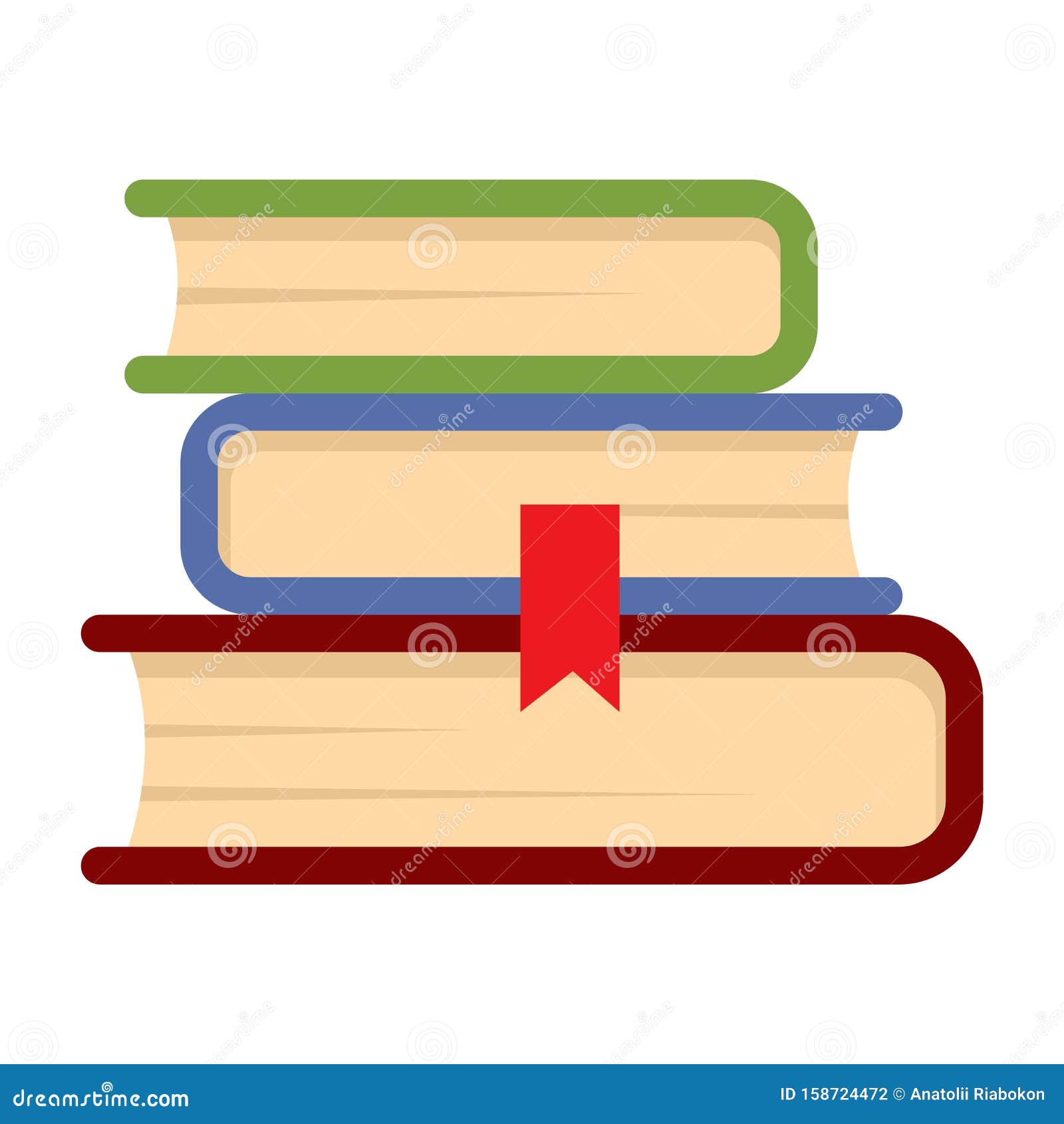 Book Stack Icon, Flat Style Stock Vector - Illustration of college ...