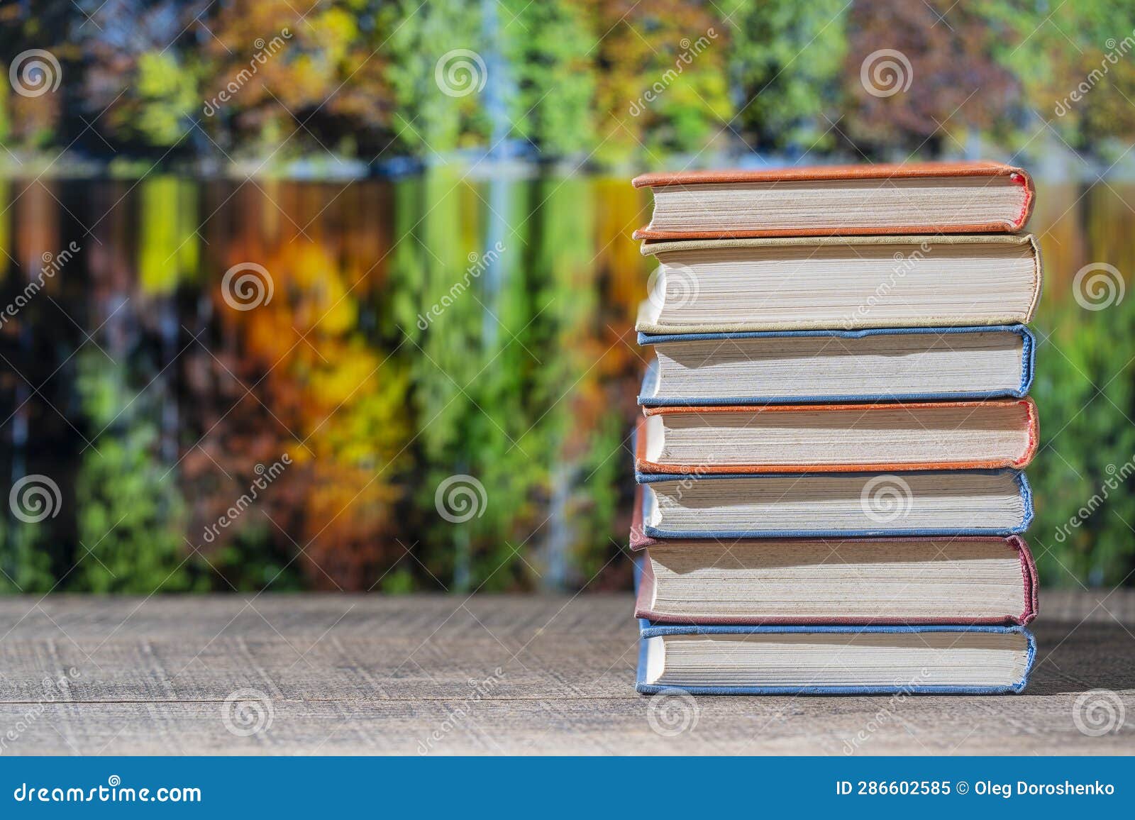 Book Stack in Library Room and Blurred Bookshelf for Business and ...
