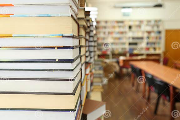 Book stack in library stock photo. Image of design, handbook - 54772616