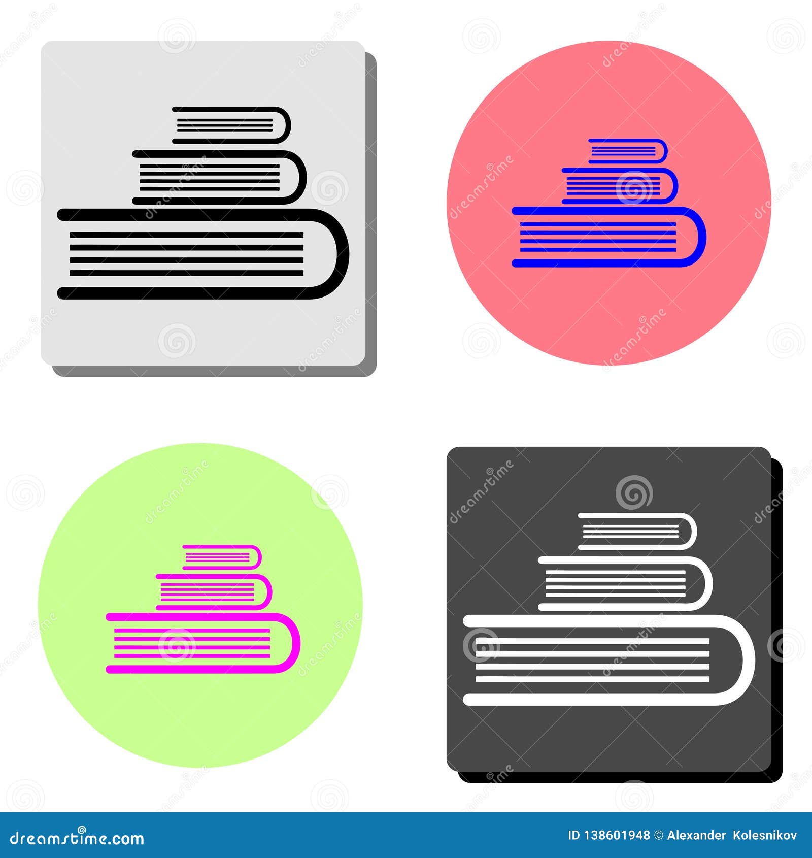 Book Stack. Flat Vector Icon Stock Illustration - Illustration of ...