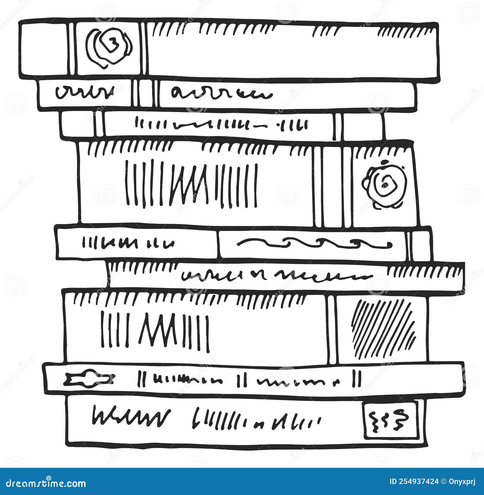 Book Stack Sketch. Hand Drawn Knowledge Symbol Stock Vector ...